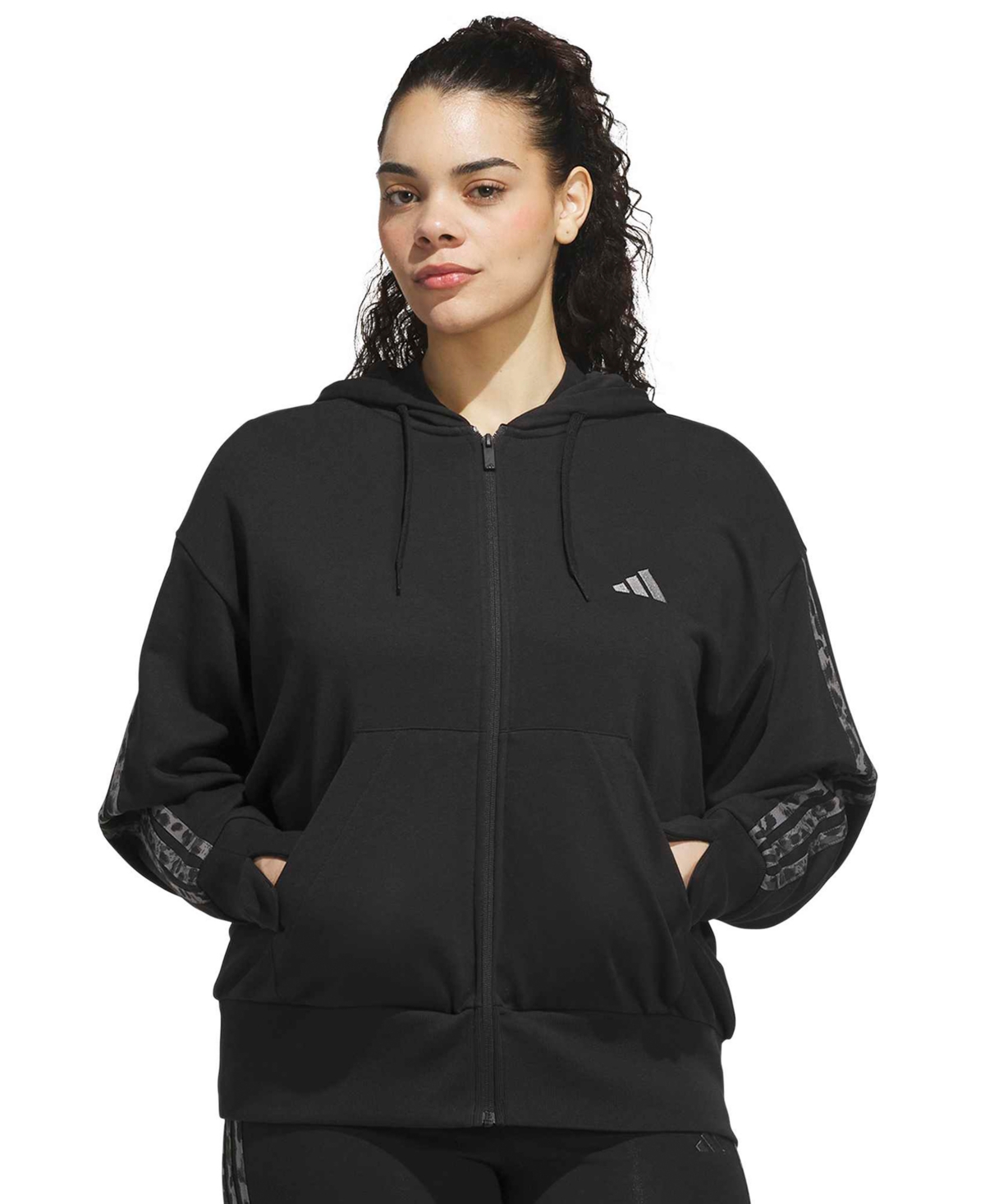 Click here for adidas Plus Size Full-Zip Sweatsuit Top - Black prices