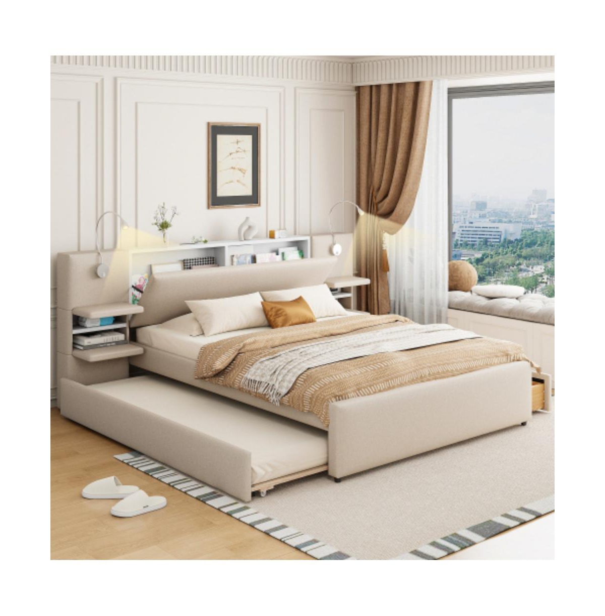 Click here for Lucky One Queen Size Upholstered Platform Bed with... prices