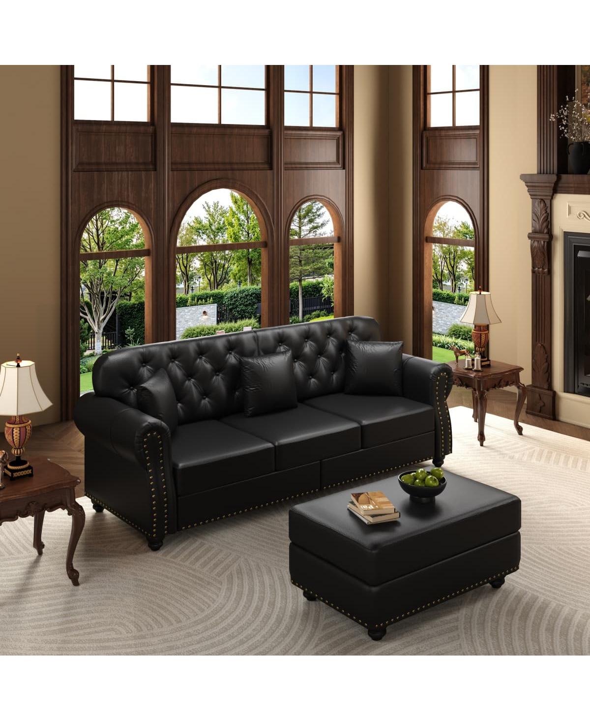 Click here for Maison Boucle 82.6 Faux Leather Sofa with Ottoman... prices
