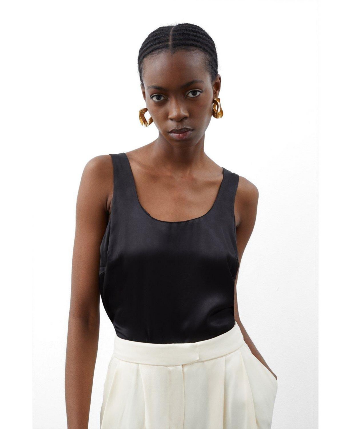 Click here for Karen Millen Womens Satin Cami Top - Black prices