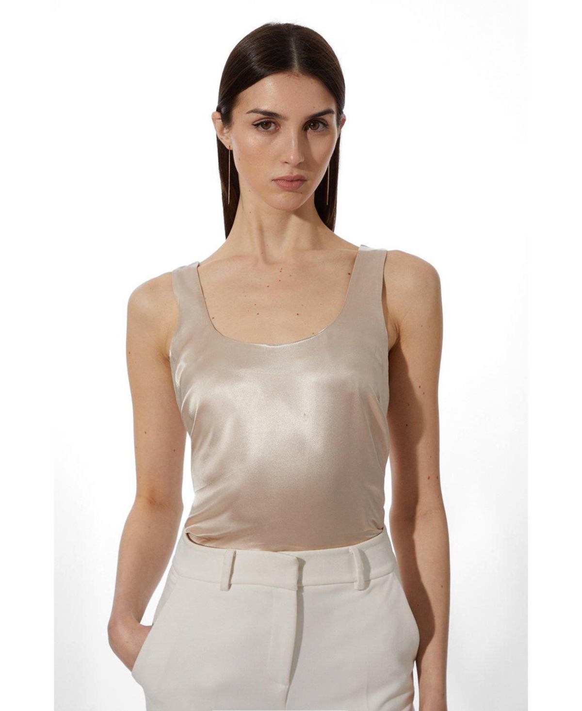 Click here for Karen Millen Womens Satin Cami Top - Oyster prices