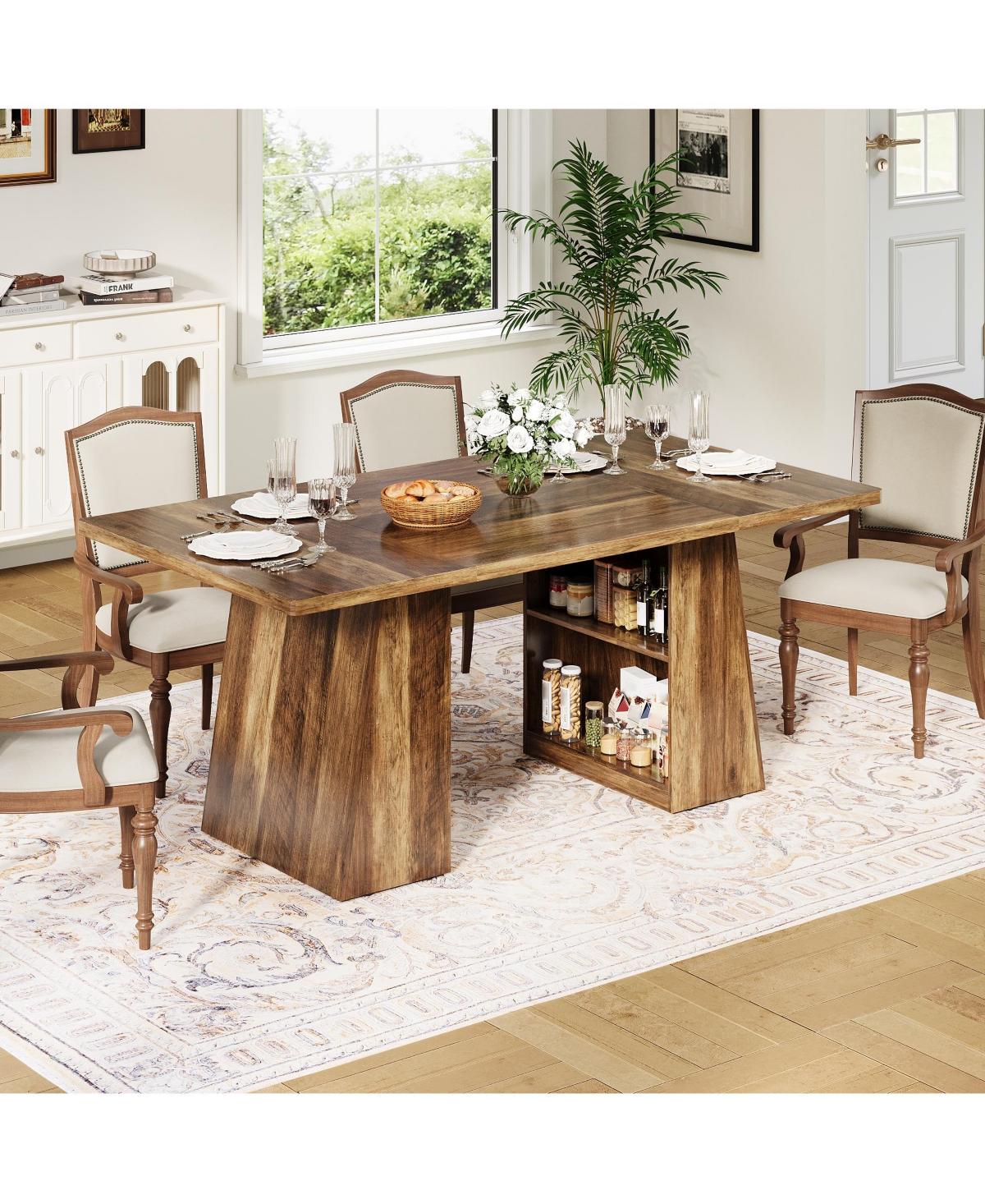 Click here for homfan Modern Dining Table  Rectangular Wooden Kit... prices