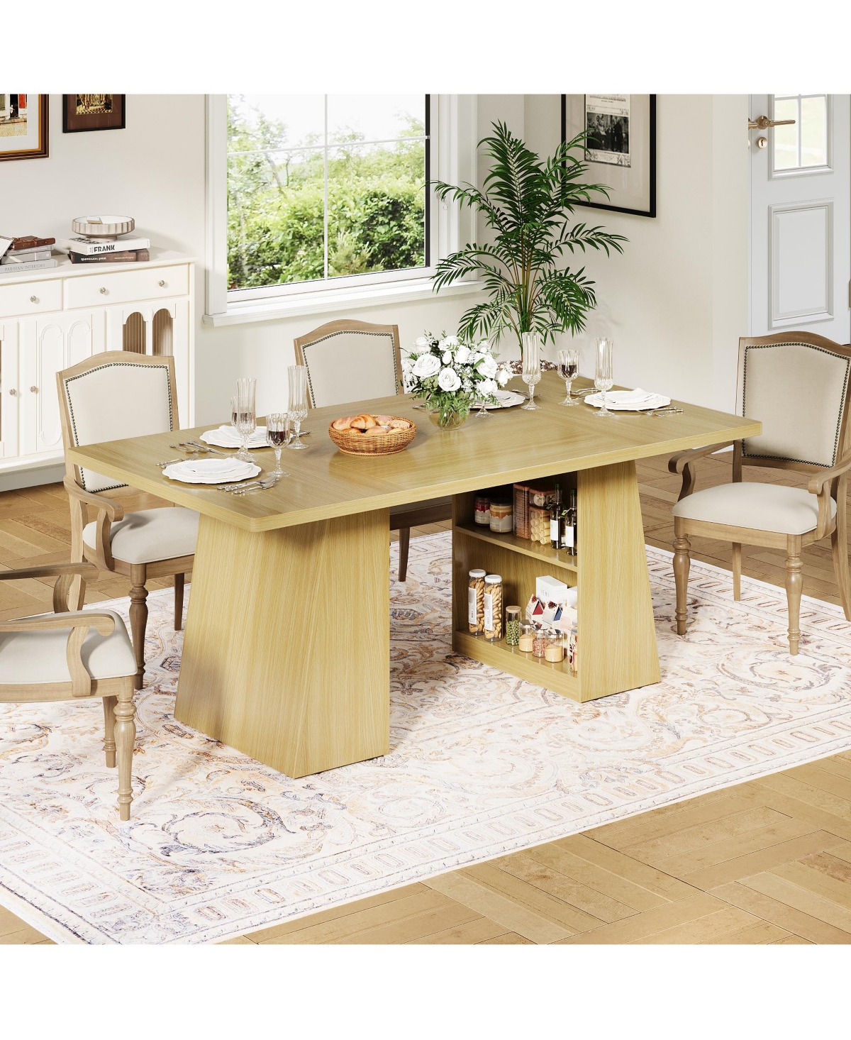 Click here for homfan Modern Dining Table  Rectangular Wooden Kit... prices