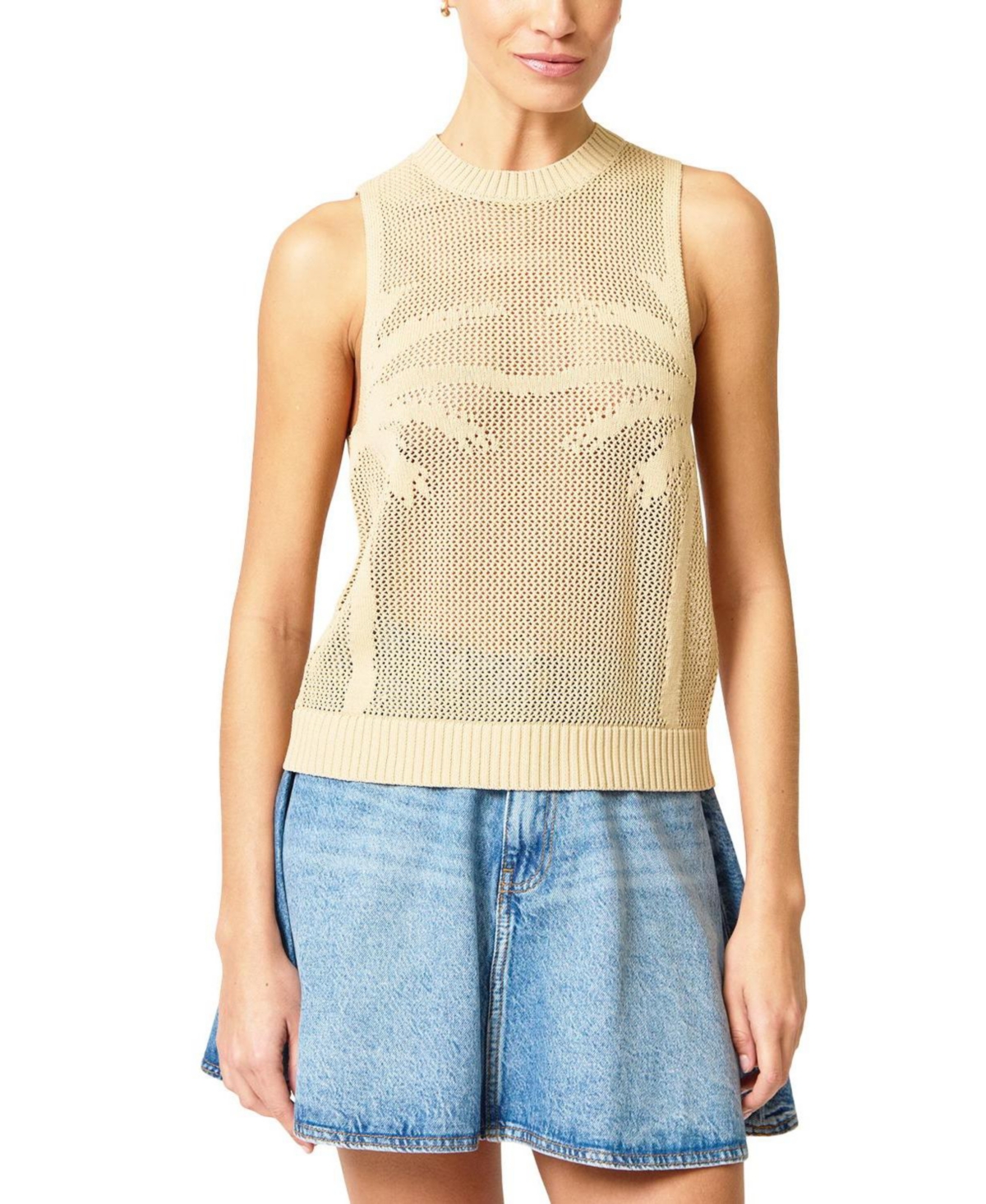 Click here for Central Park West Womens Eden Palm Tree Mesh Shell... prices