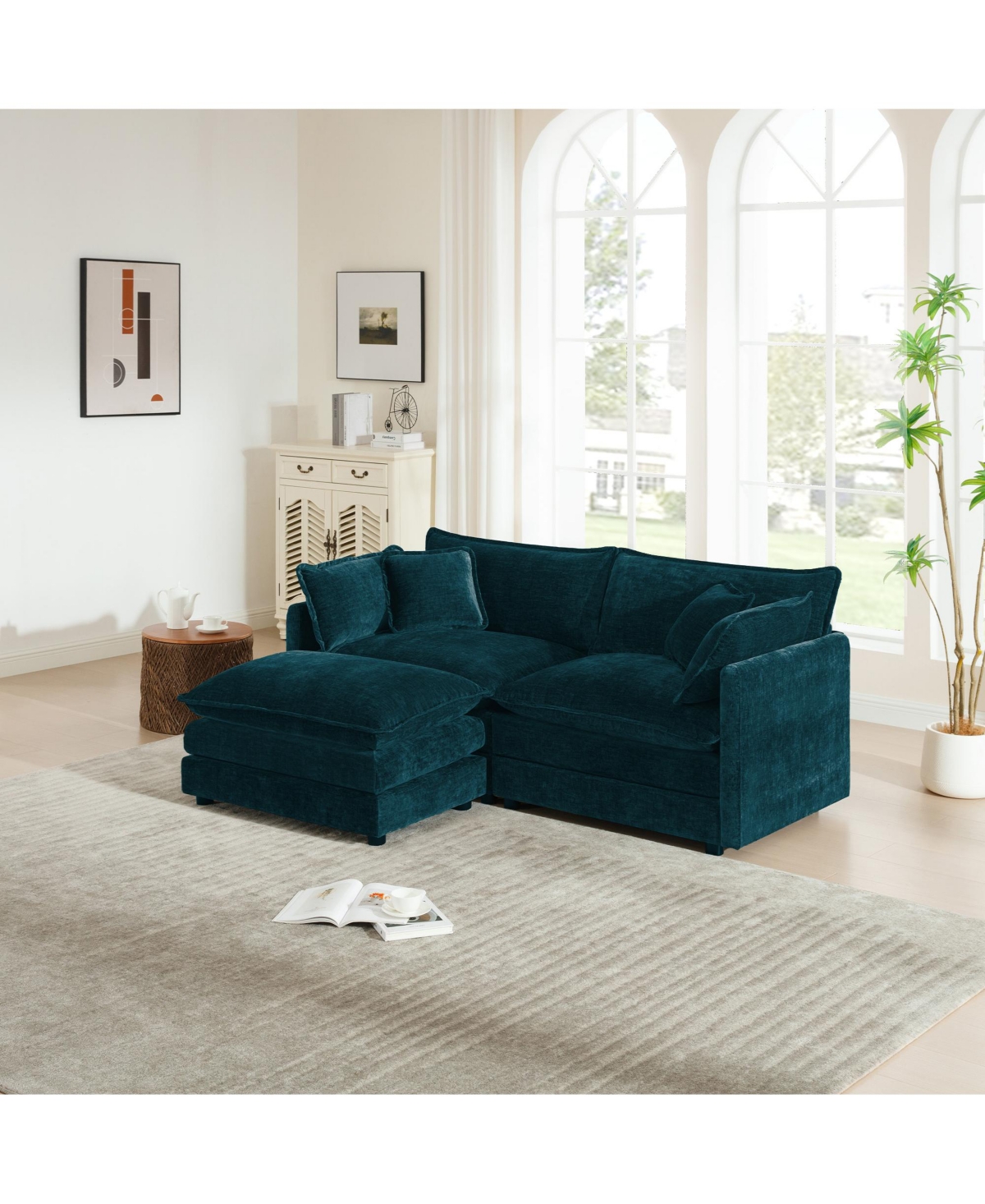 Click here for Boyel Living Chenille Two-Seater Sofa with 1 Footr... prices