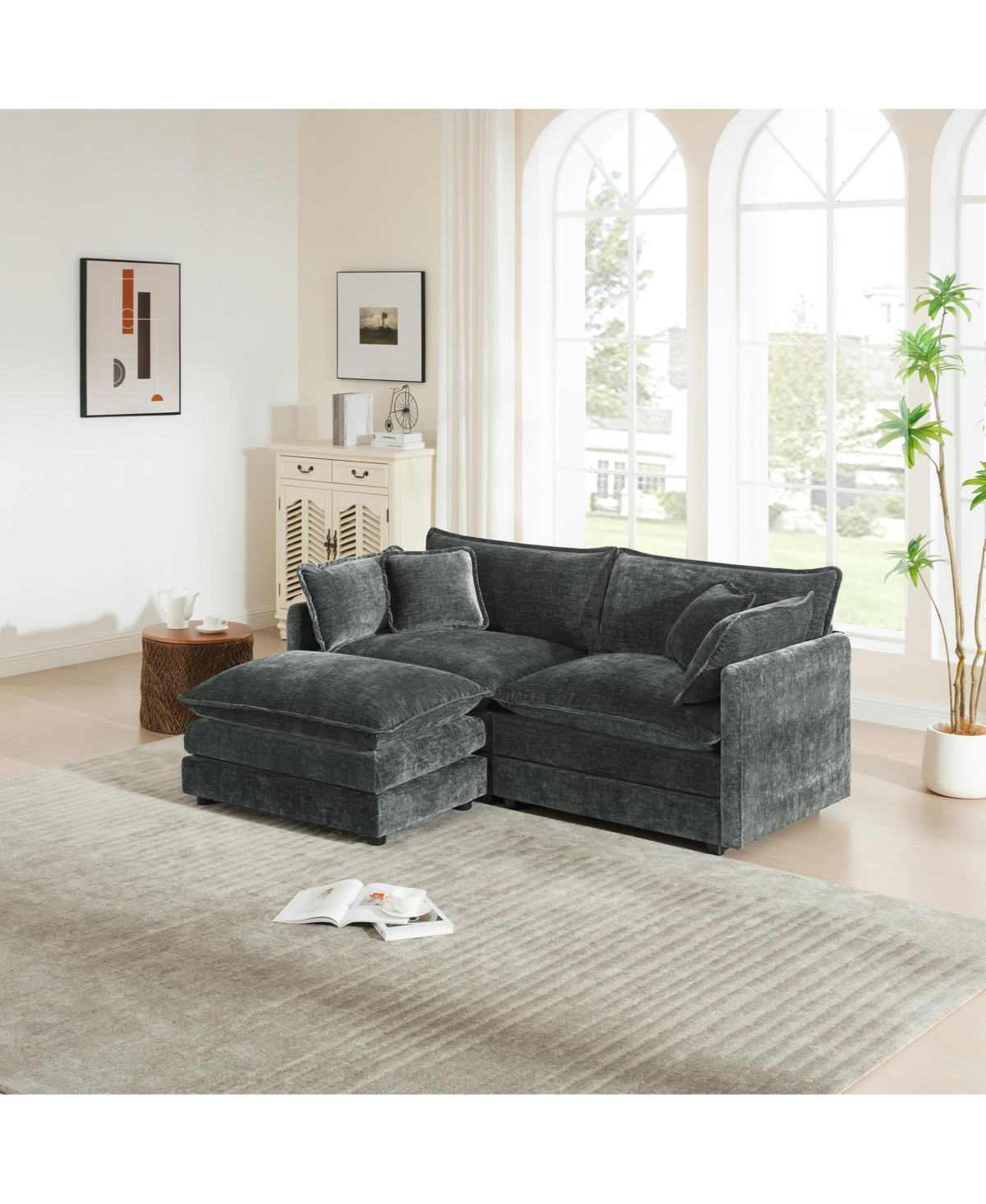 Click here for Boyel Living Chenille Two-Seater Sofa with 1 Footr... prices