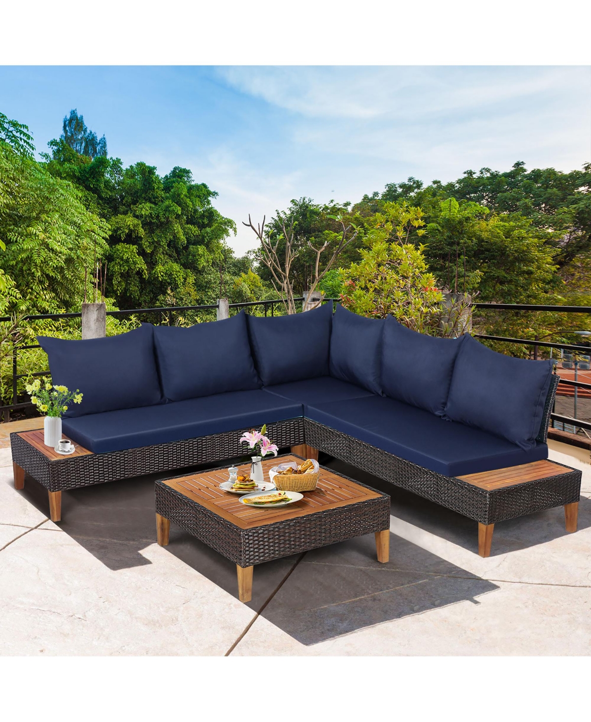 Click here for Costway 4Piece Patio Rattan Furniture Set Cushione... prices