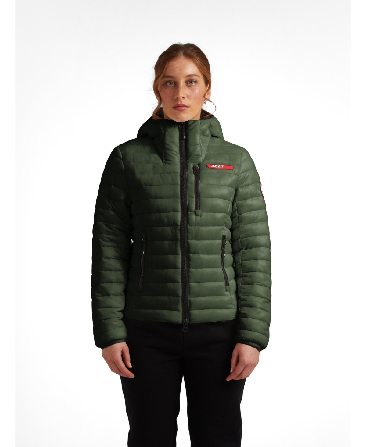 Click here for JACK1T Womens Satell1Te Padded Hooded Jacket - Oli... prices