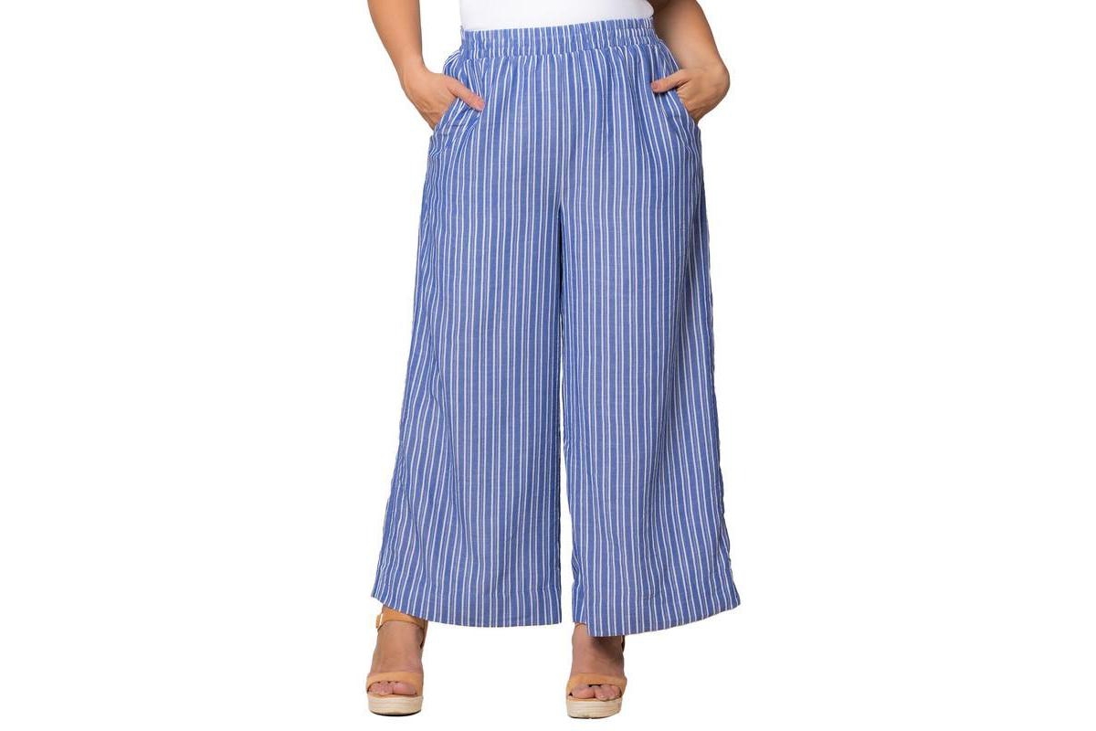 Click here for Kiyonna Plus Size Eva Wide Leg Palazzo Pants - Blu... prices