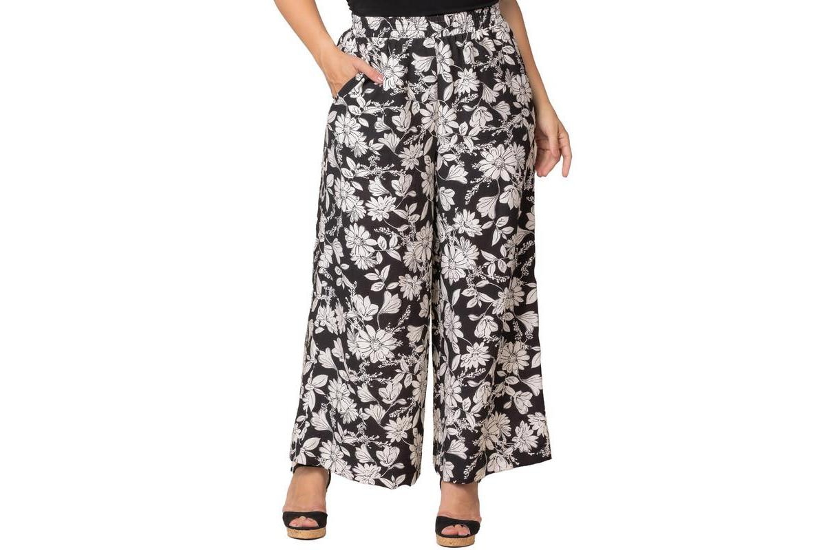 Click here for Kiyonna Plus Size Eva Wide Leg Palazzo Pants - Bla... prices