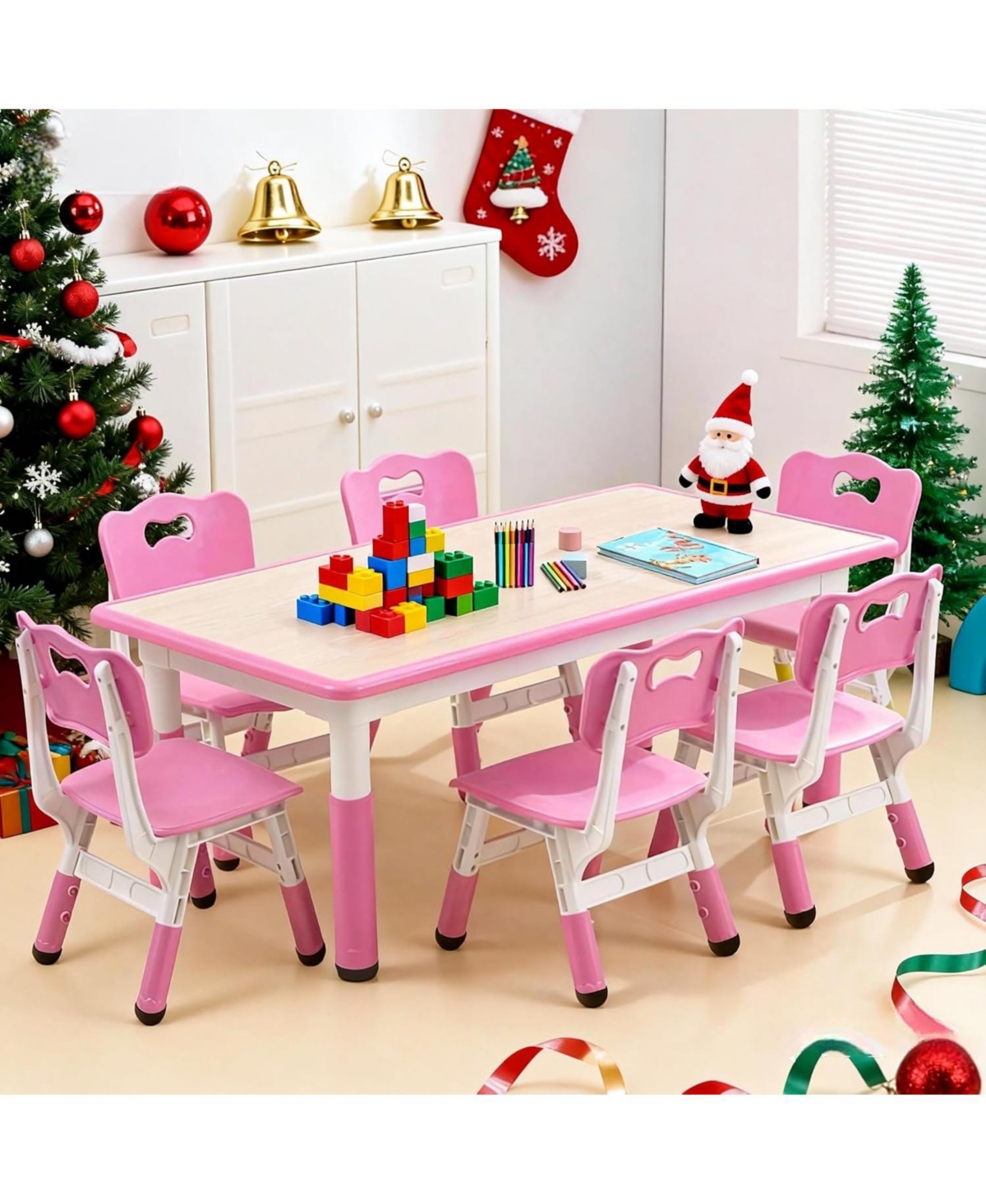 Click here for homfan 47 Inch Height Adjustable Kids Table and 6... prices