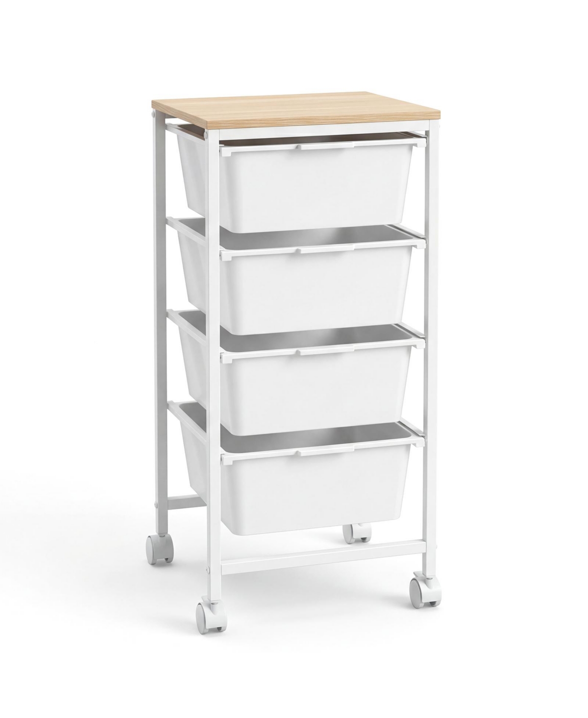 Click here for 4-Drawer Storage Cart on Wheels with Wooden Top fo... prices