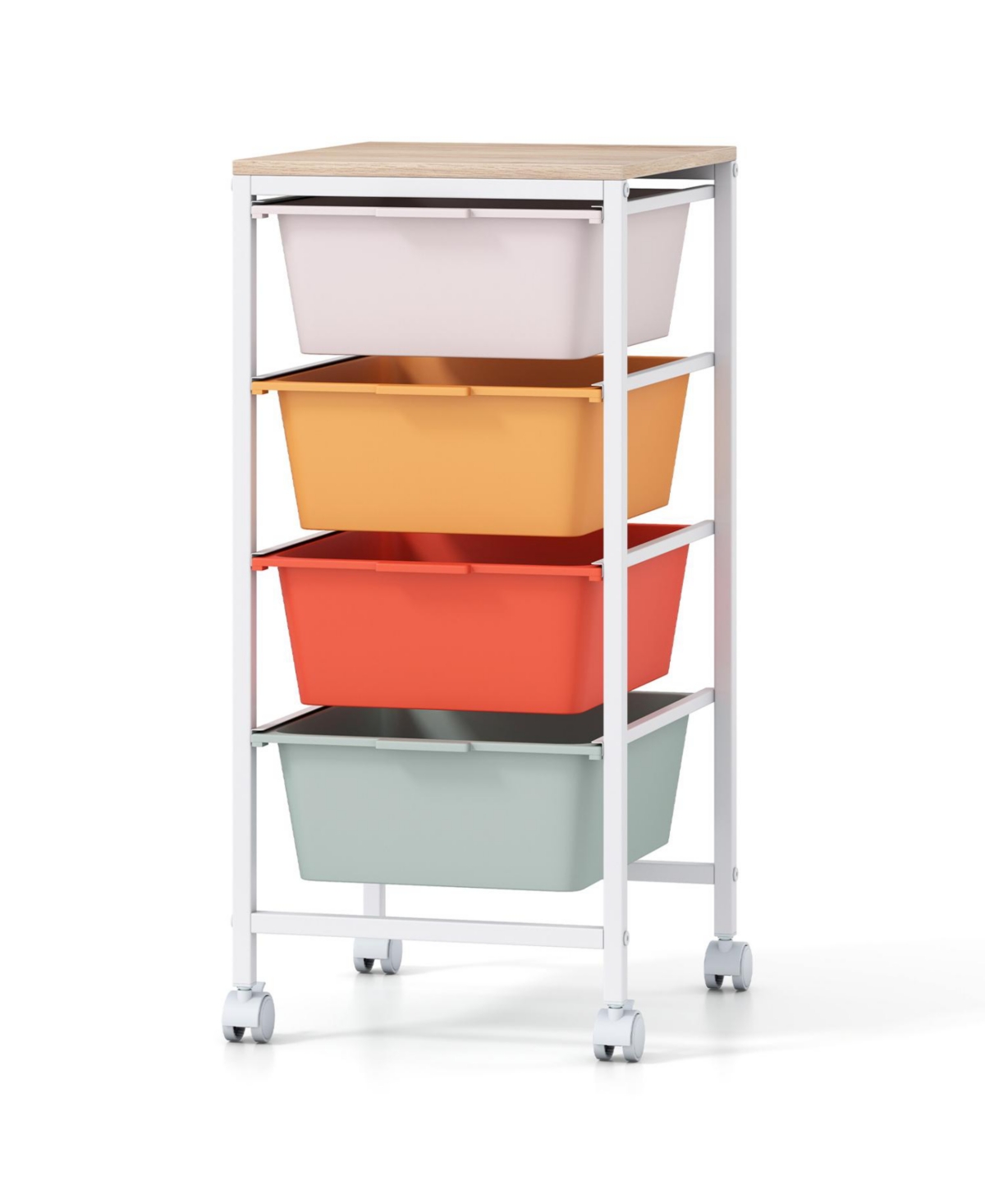 Click here for 4-Drawer Storage Cart on Wheels with Wooden Top fo... prices