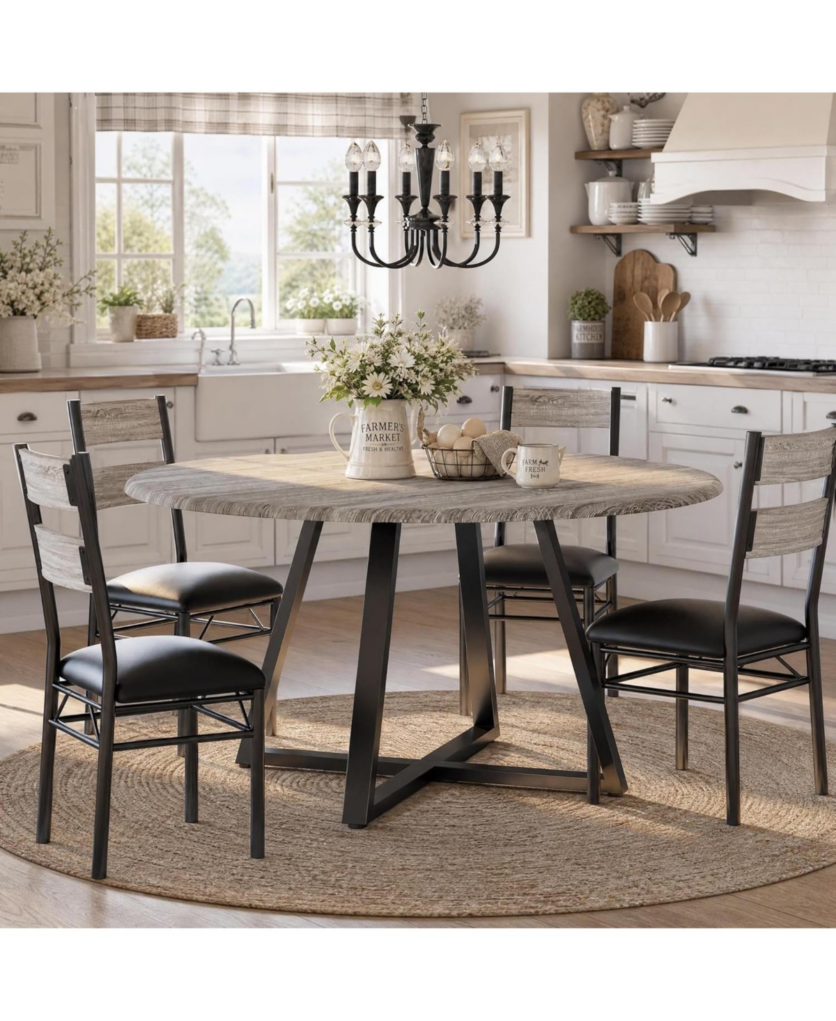 Click here for homfan 5-Piece Round Dining Set for 4 Sturdy Woode... prices