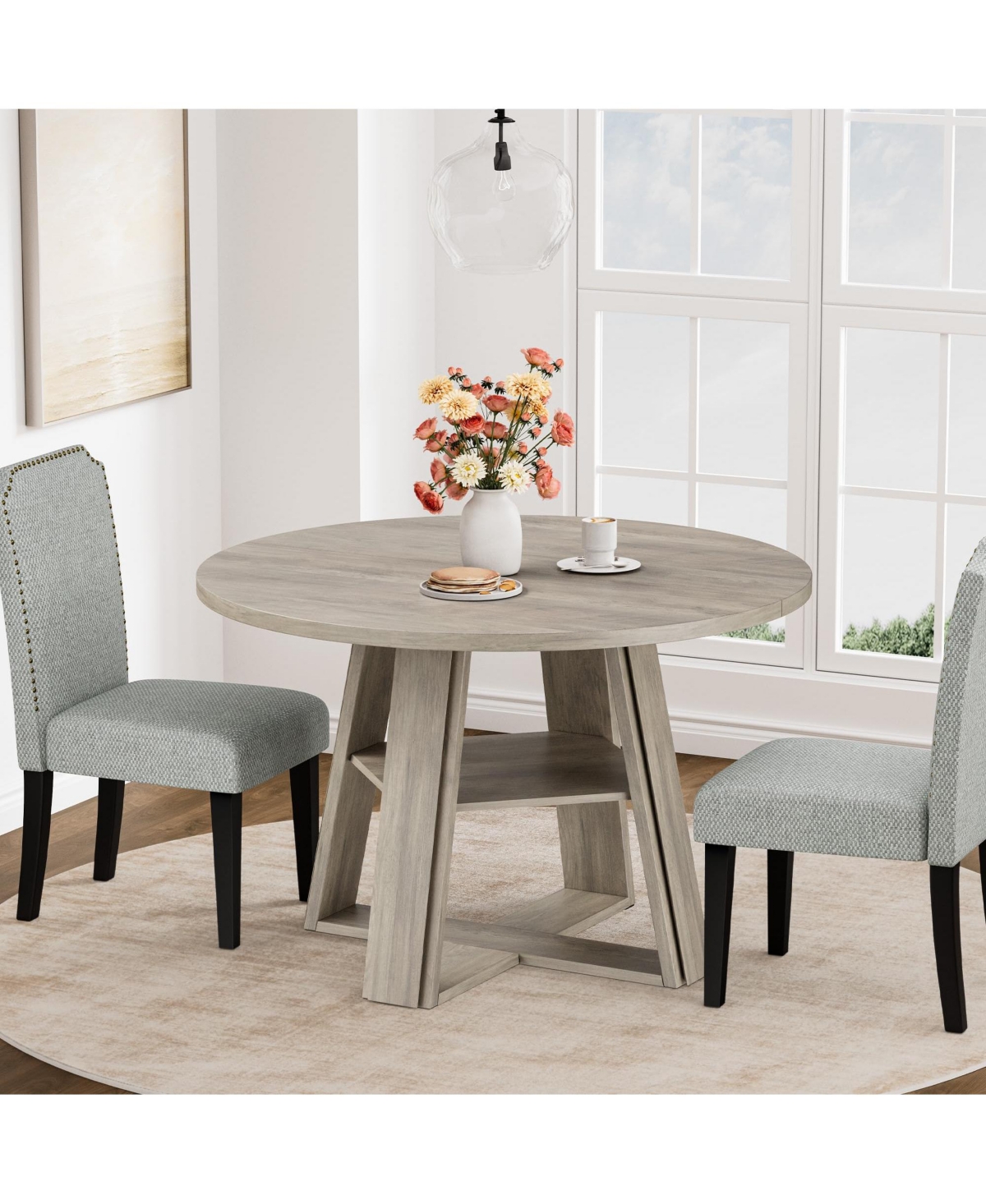Click here for gaomon Farmhouse 43 Round Dining Table with Sturdy... prices