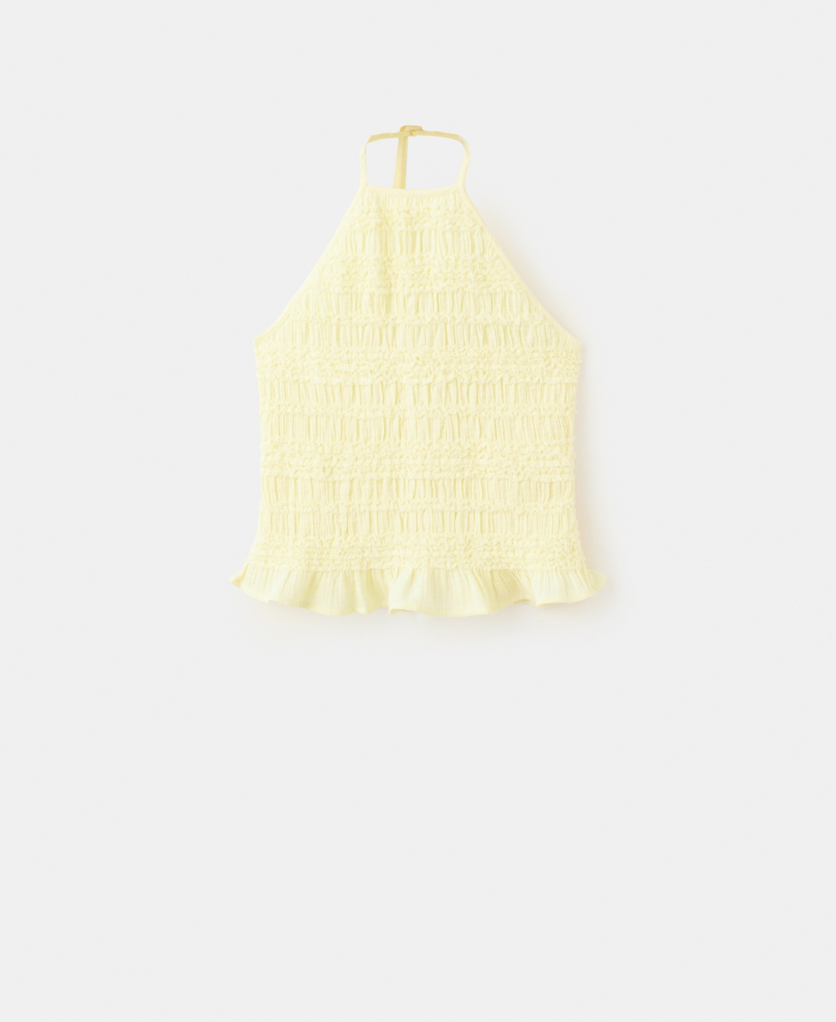 Click here for Mango Womens Halter-Neck Crinkle Top - Pastel Yell... prices