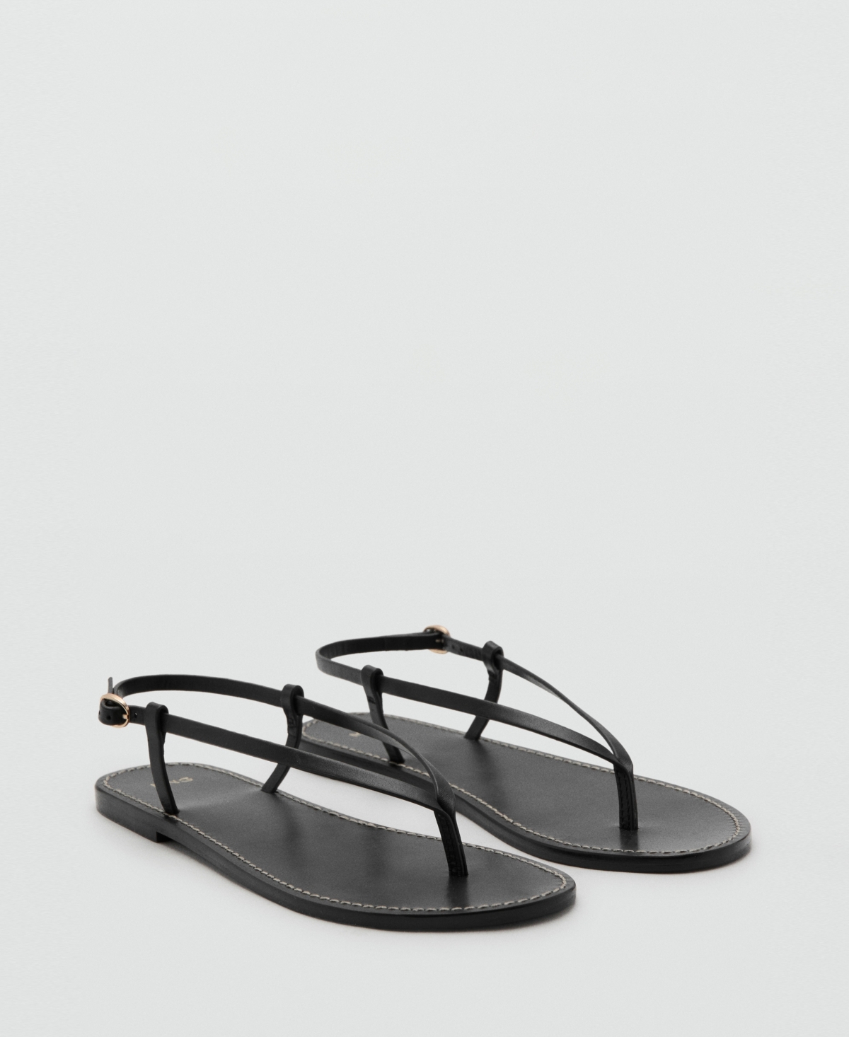 Click here for Mango Womens Wide Strap Leather Sandals - Black prices