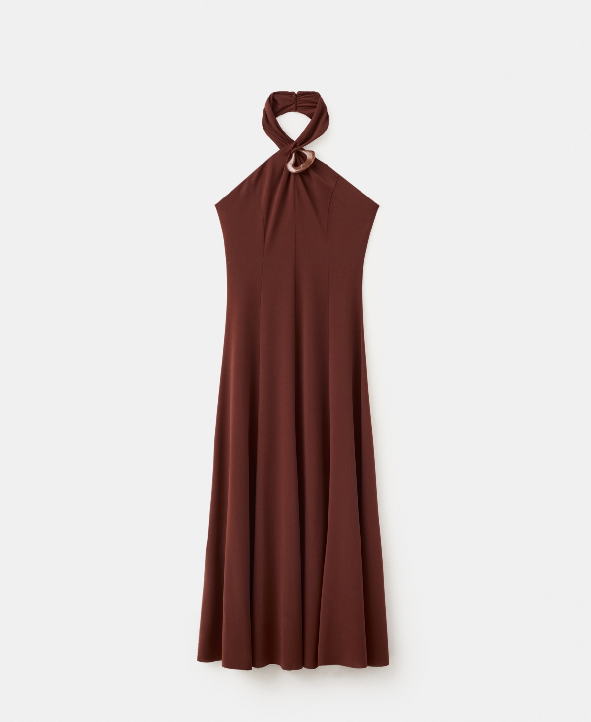 Click here for Mango Womens Halter-Neck Knitted Dress - Burnt Ora... prices