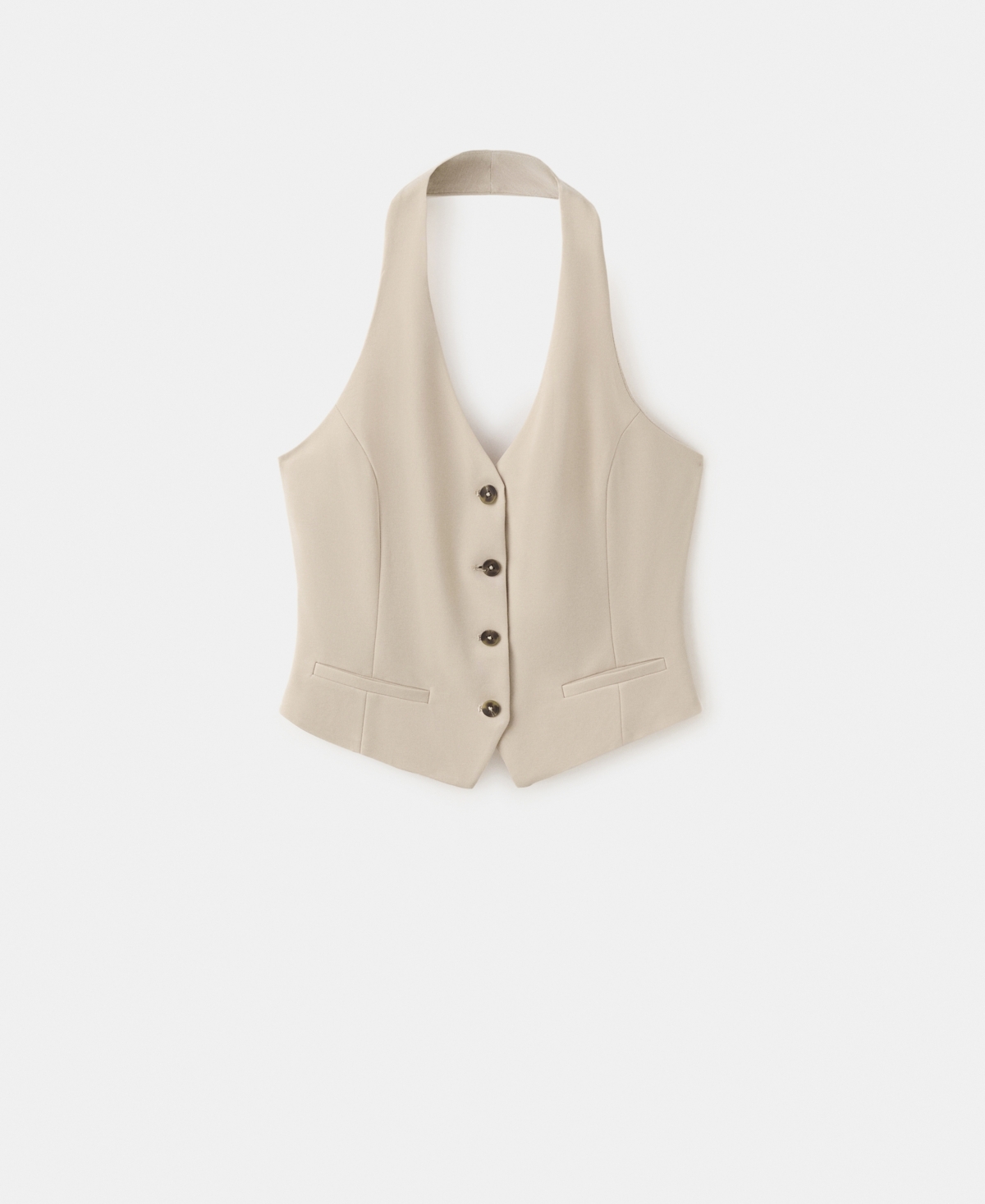 Click here for Mango Womens Buttons Halter-Neck Vest - Sand prices