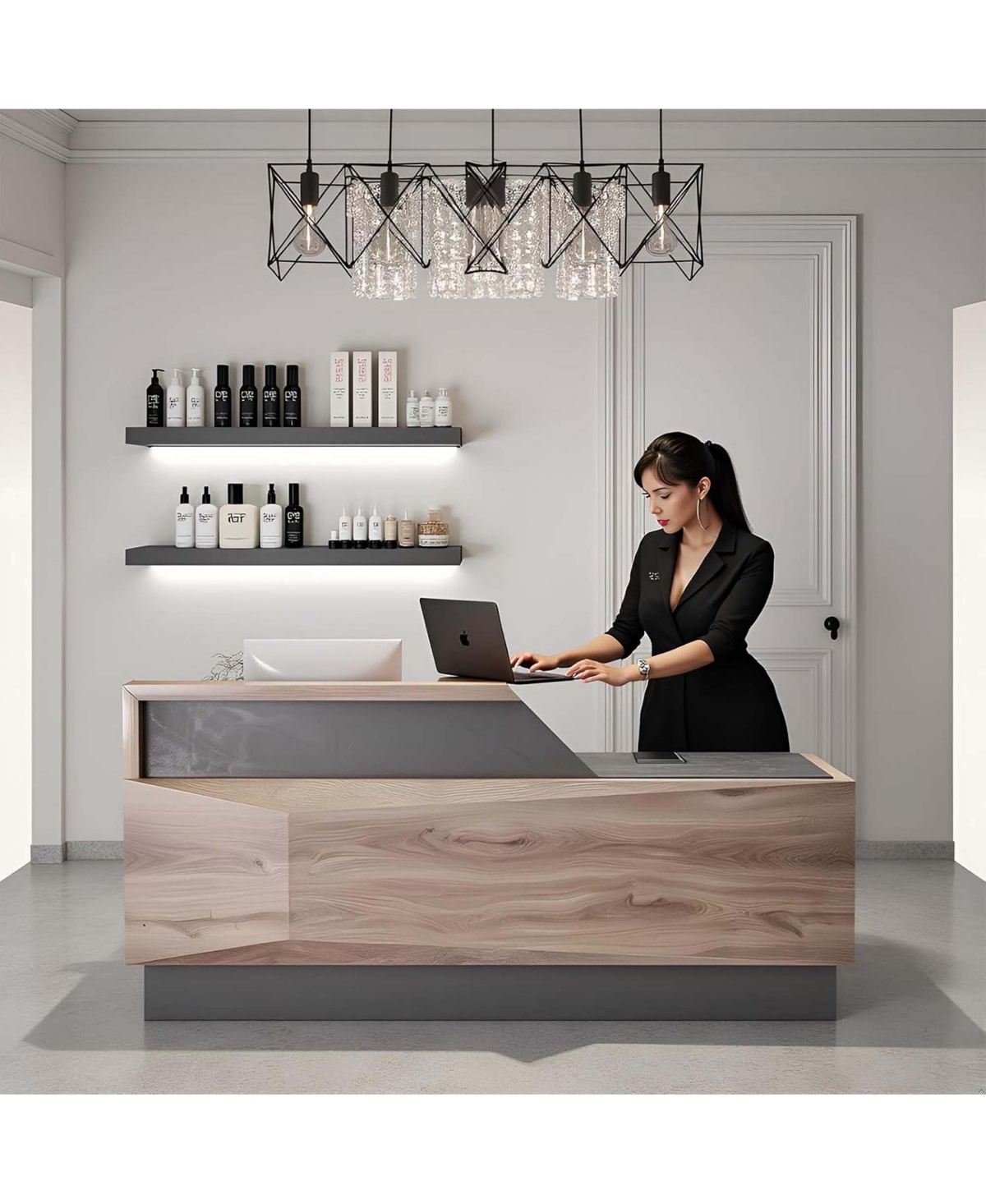 Click here for Logicfox Reception Desk with Drawer Cabinet Comput... prices
