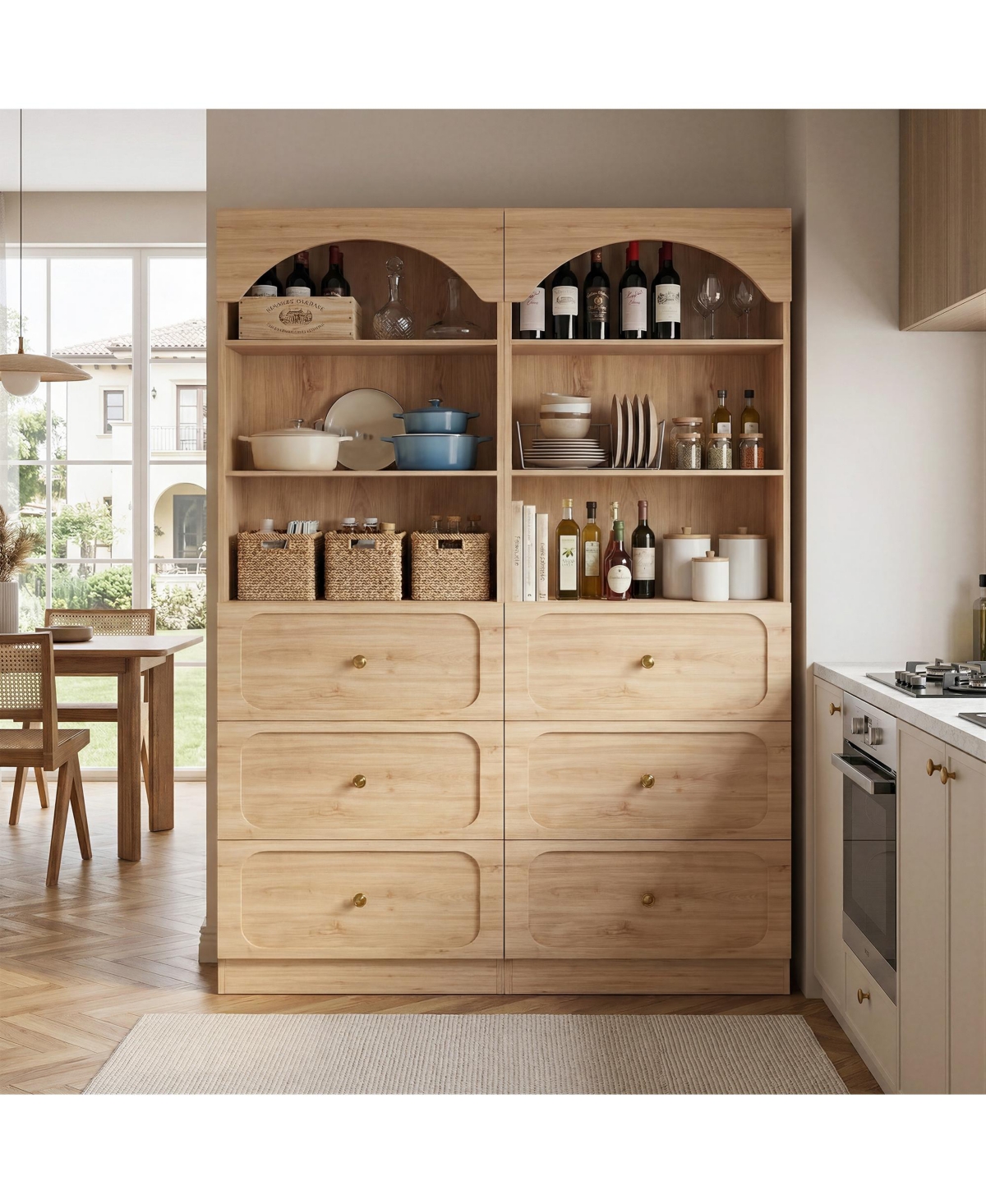 Click here for Aheaplus 2Piece Wooden Pantry Storage Cabinets wit... prices