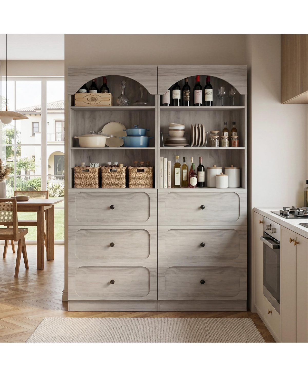 Click here for Aheaplus 2Piece Wooden Pantry Storage Cabinets wit... prices
