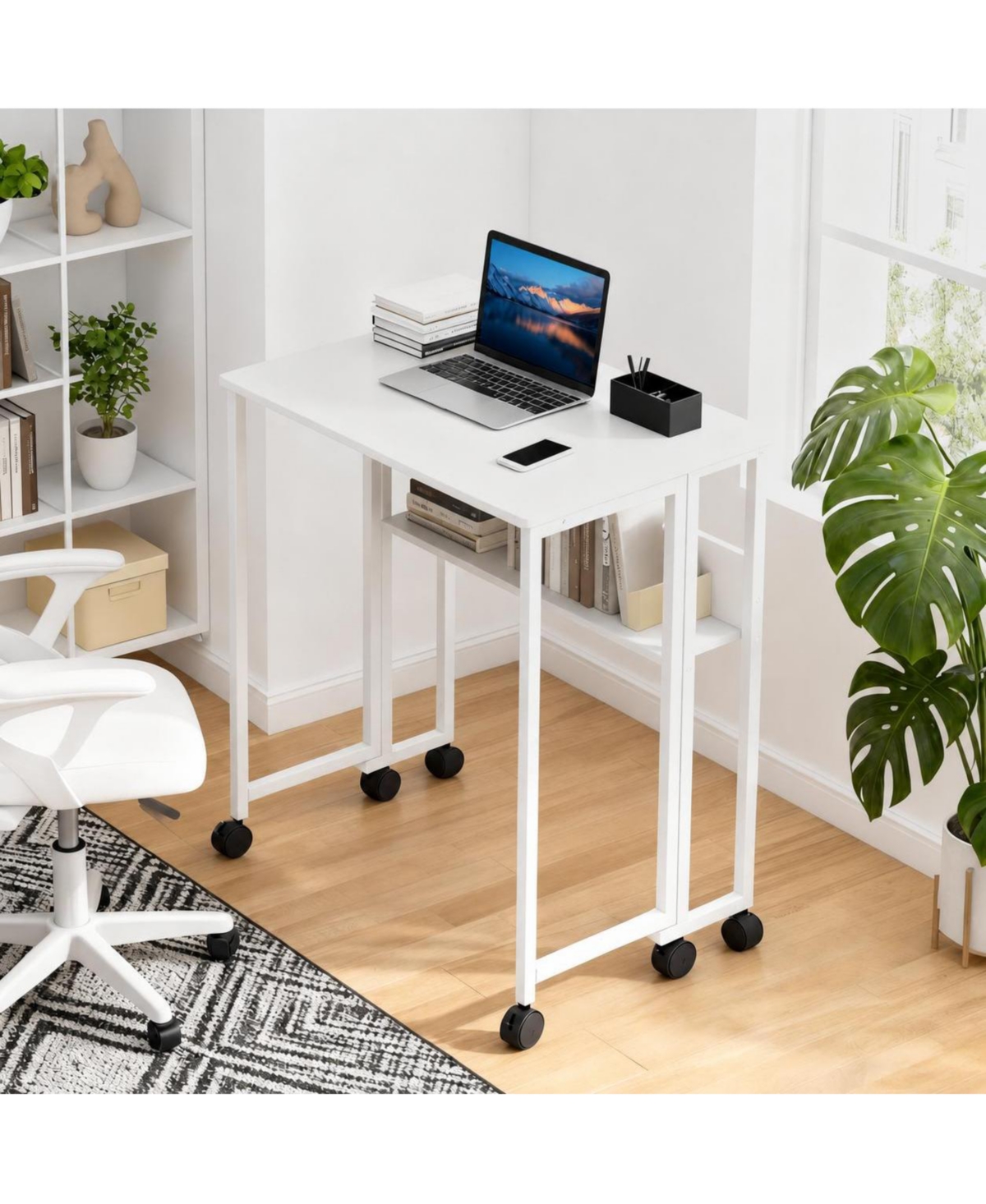 Click here for homfan 31.5 Folding Rolling Desk with Storage Shel... prices