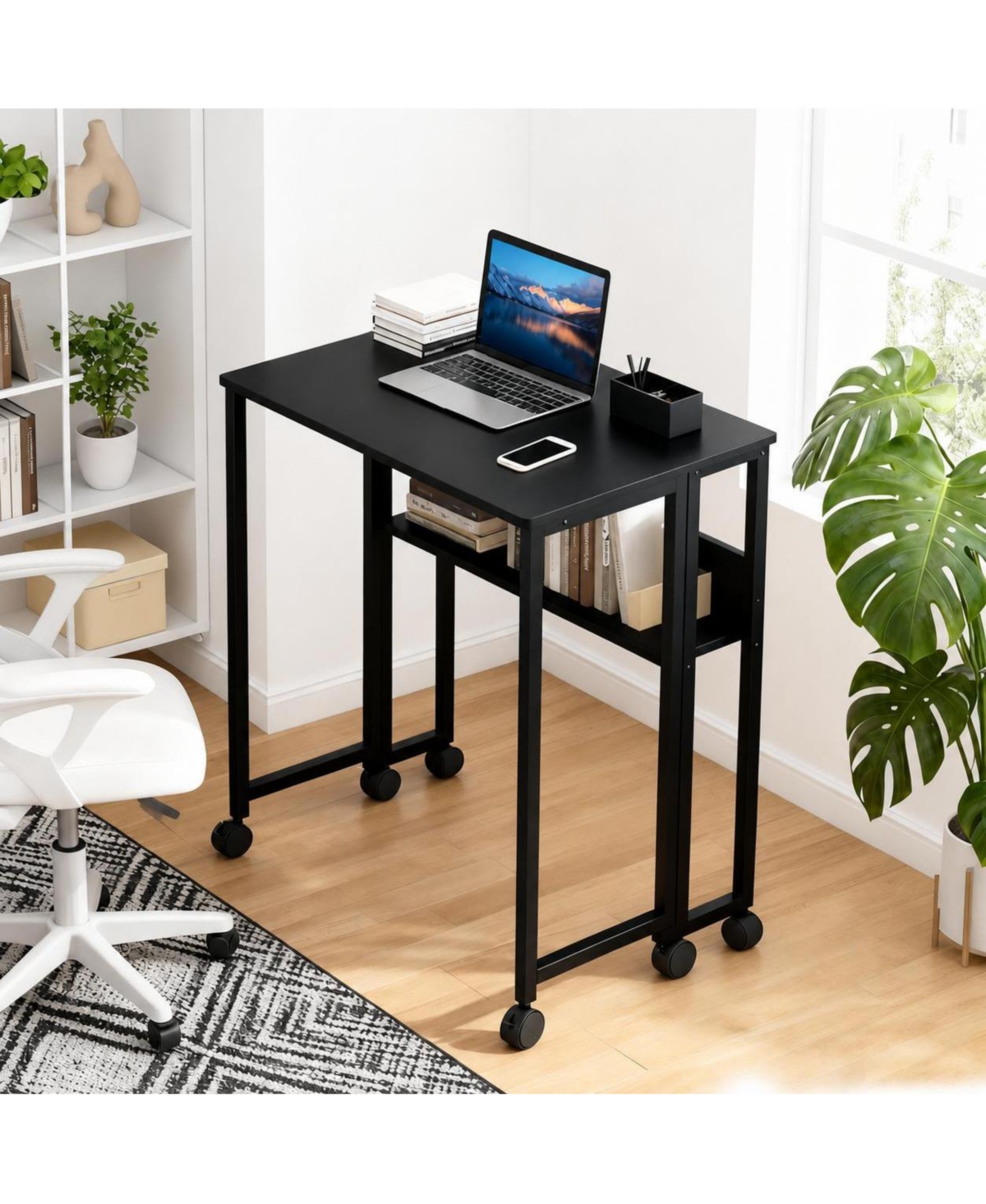 Click here for homfan 31.5 Folding Rolling Desk with Storage Shel... prices