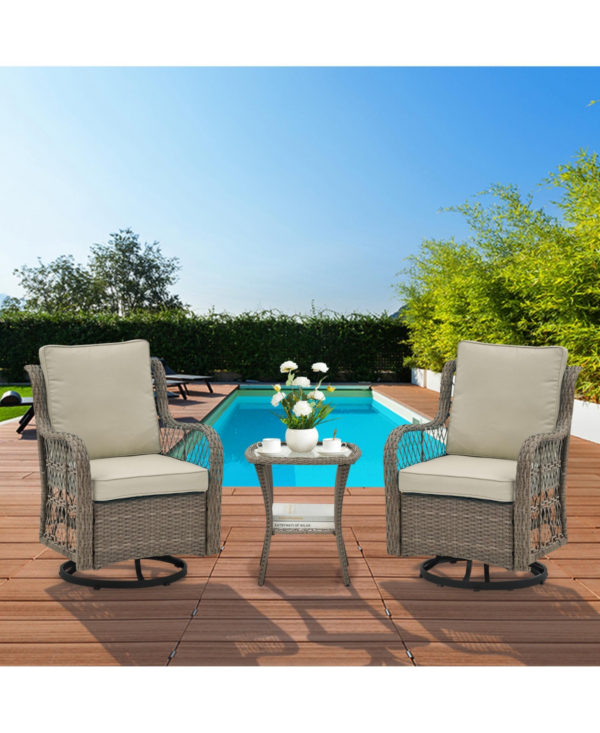 Click here for GarveeLife 3-Piece Patio Bistro Set with 2 Swivel... prices