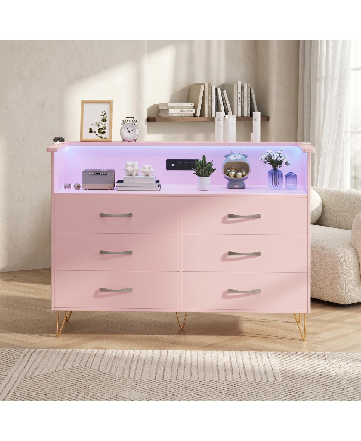 Click here for homfan 6-Drawer Dresser for Bedroom with Led Light... prices