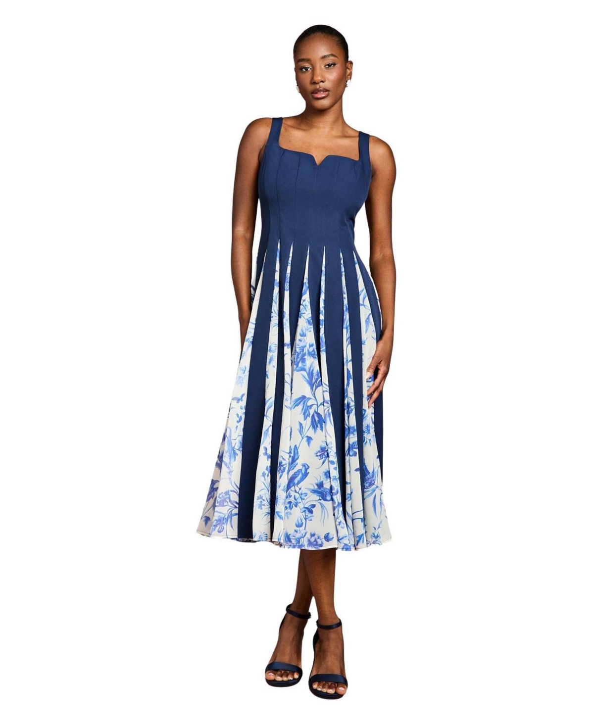 Click here for Coast Womens Printed Crepe Midi Dress - Navy prices