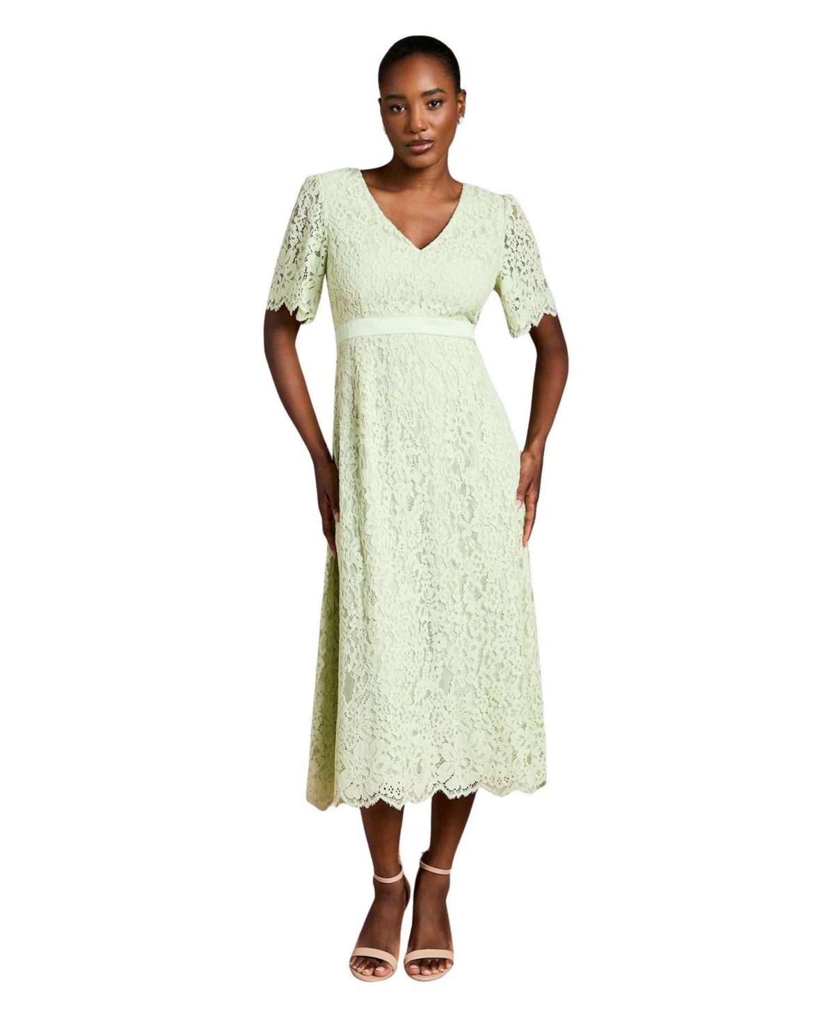 Click here for Coast Womens Scallop Hem V-Neck Lace Midi Dress -... prices