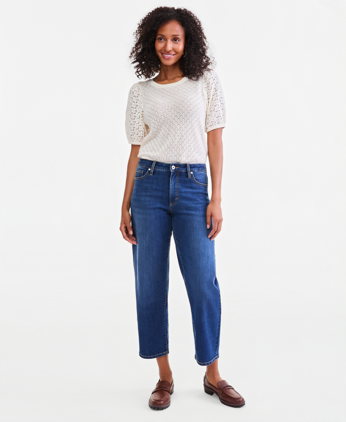 Click here for Style & Co Womens High-Rise Barrel Relaxed Fit Jea... prices
