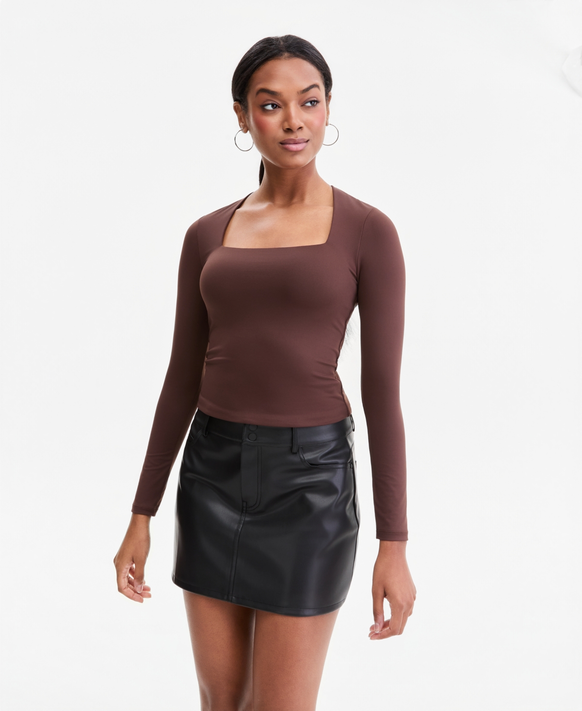 Click here for Bar Iii Womens Square-Neck Long-Sleeve Top  Macys... prices