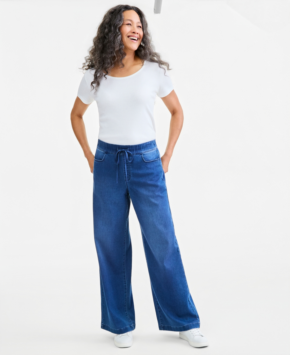 Click here for Style & Co Womens Knit High-Rise Wide-Leg Pull-On... prices