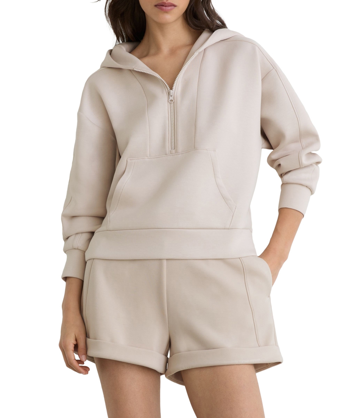 Click here for Reiss Womens Lockie Knit Hoodie - Stone Neutral prices