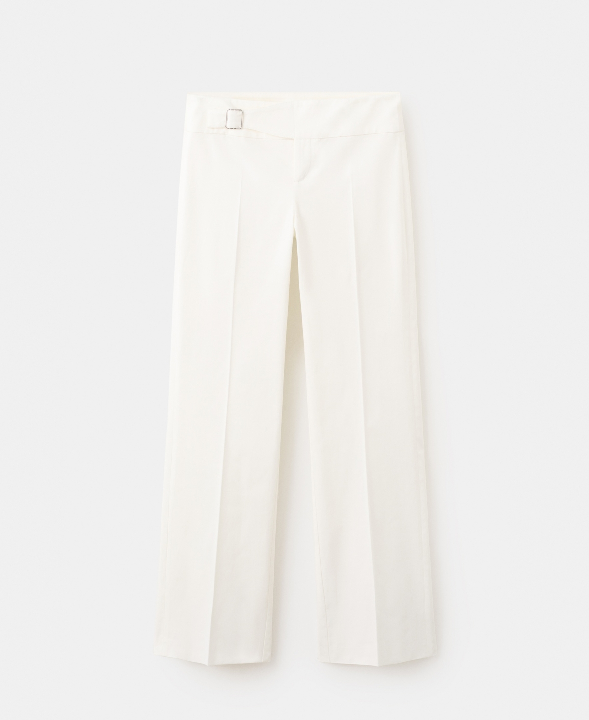 Click here for Mango Womens Belt Straight-Fit Pants - White prices