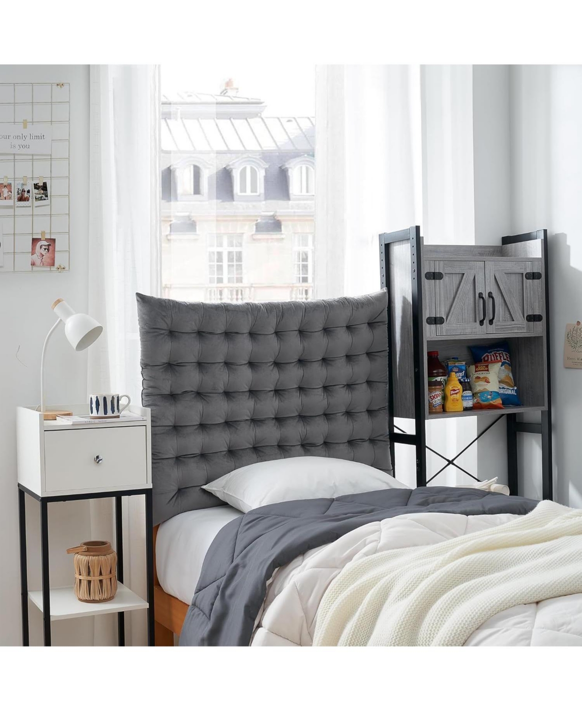 Click here for DormCo Rainha Cushion Tufted College Headboard - G... prices