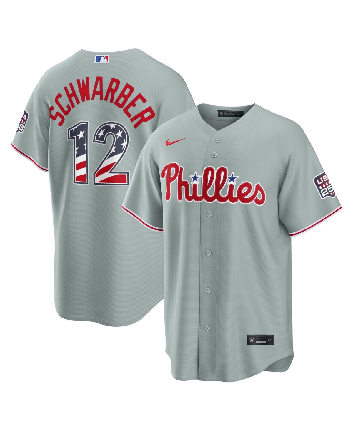 Click here for Nike Mens Kyle Schwarber Gray Philadelphia Phillie... prices