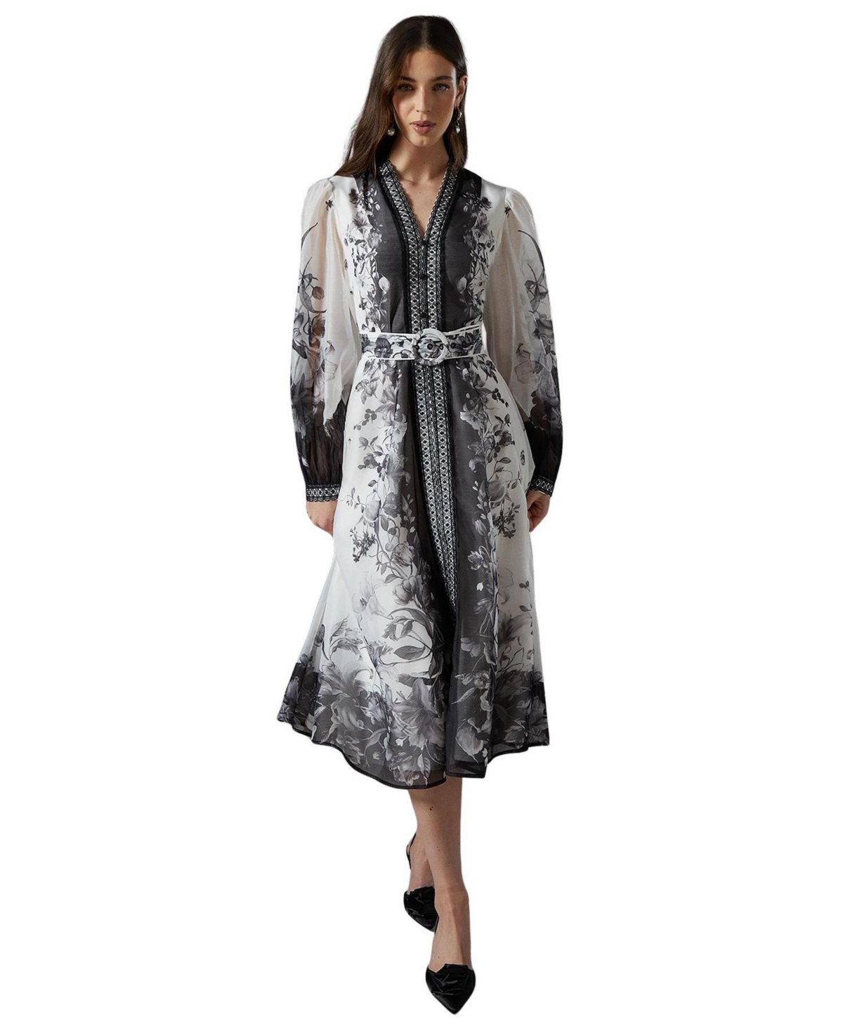 Click here for Coast Womens Printed Organza Shirt Dress - Mono prices