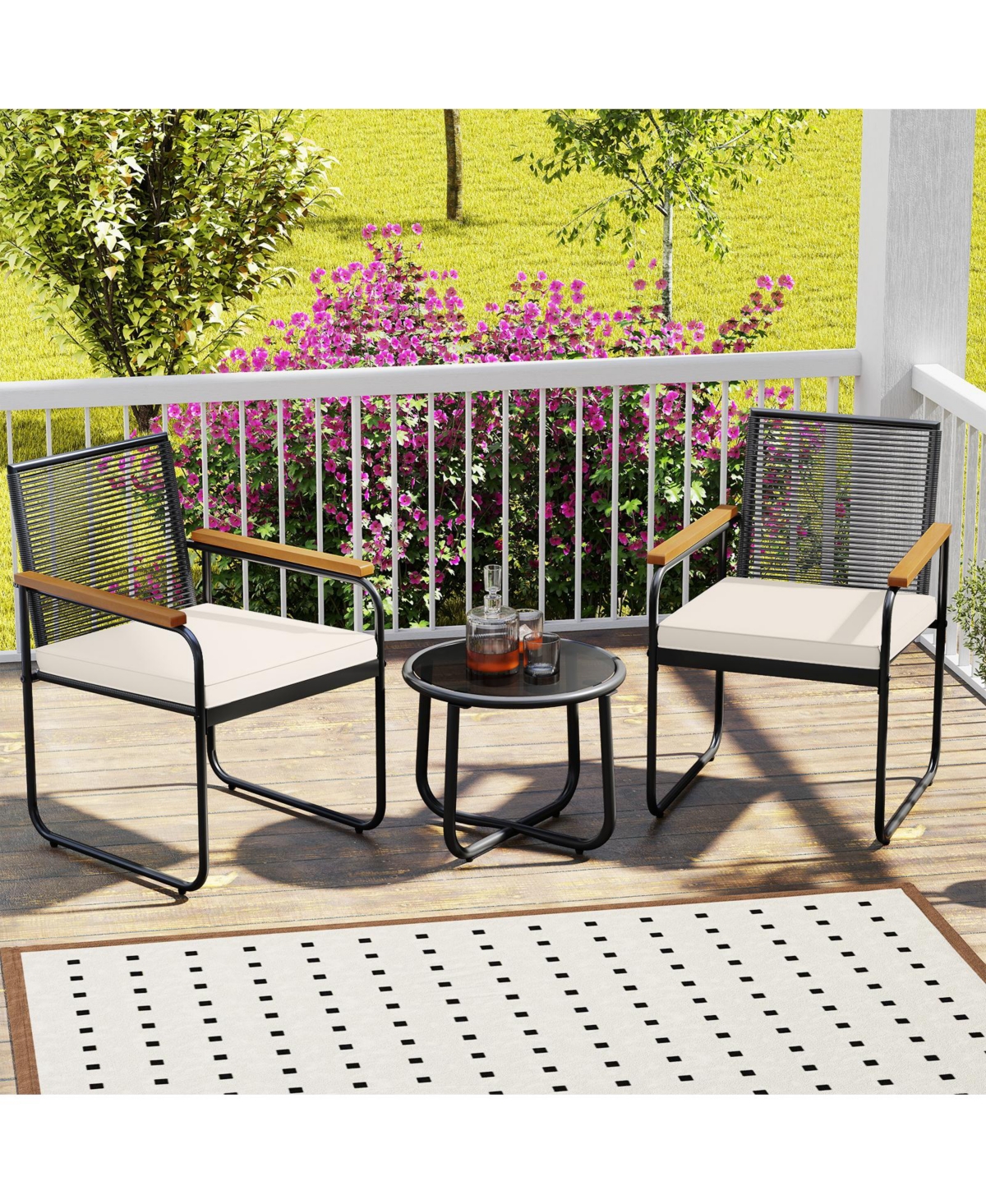 Click here for Costway 3 Piece Patio Furniture Set with Round Tem... prices