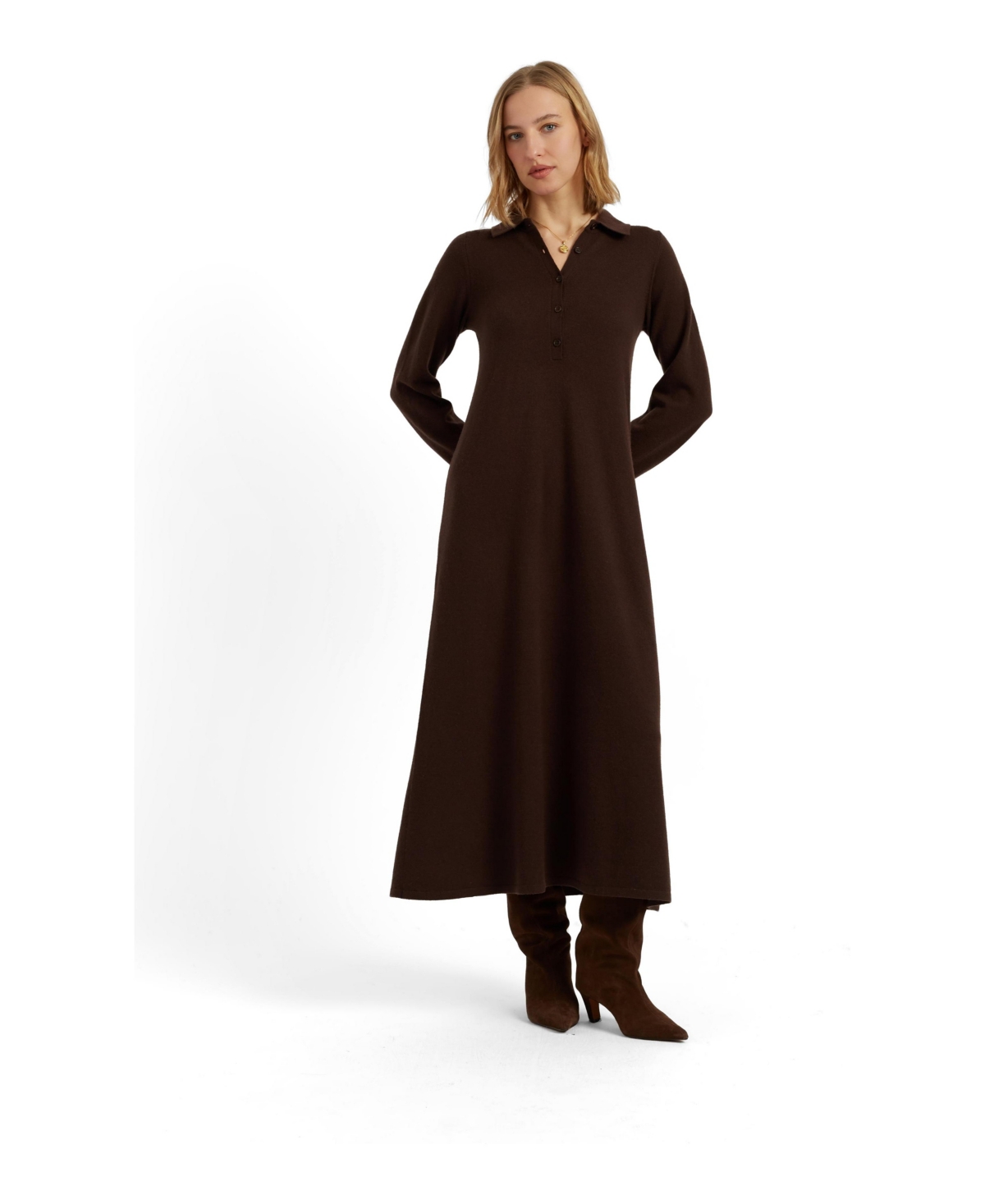 Click here for Chinti & Parker Womens Wool-Cashmere A-Line Polo D... prices