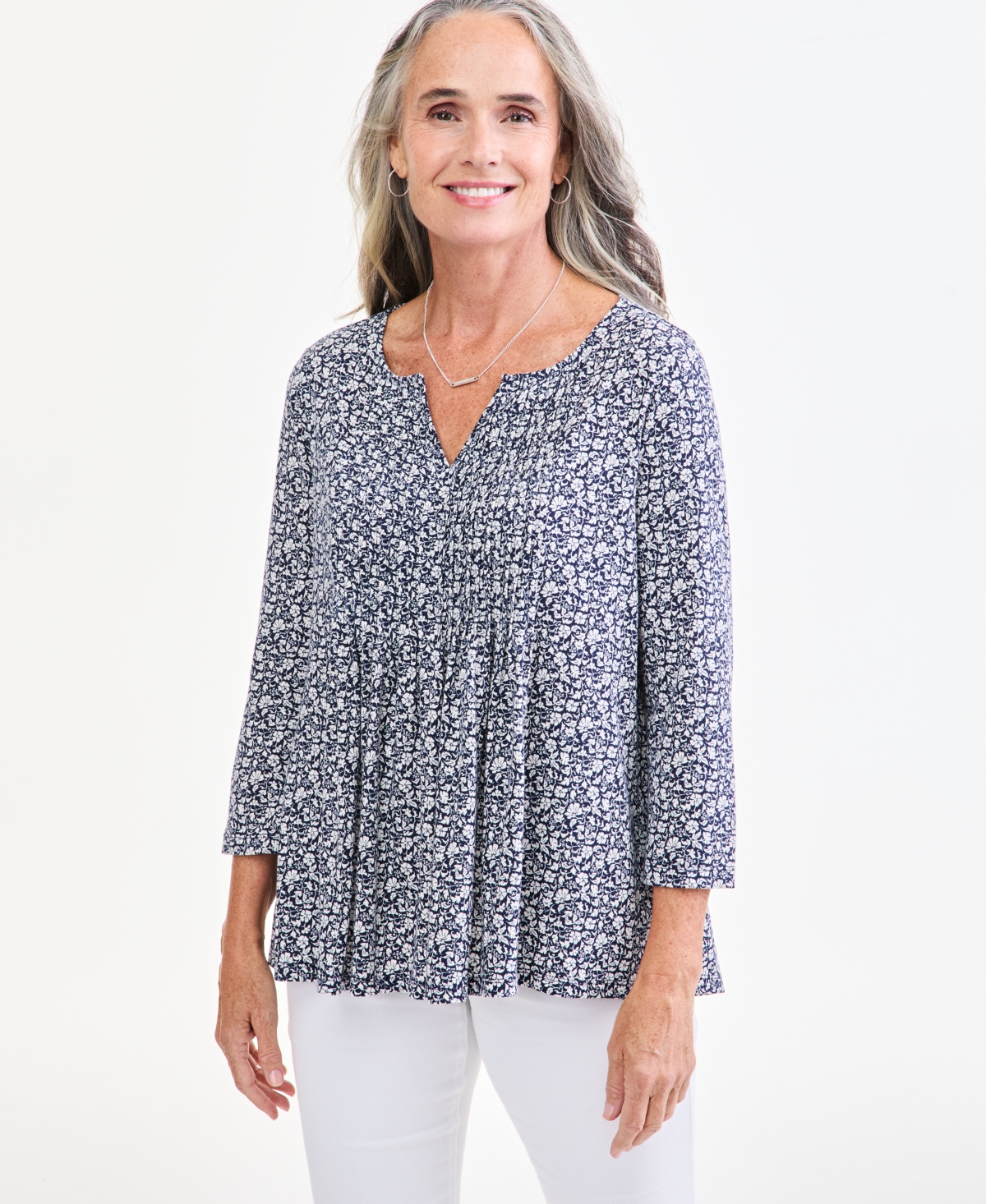 Click here for Style & Co Womens Pleated 3/4-Sleeve Knit Top  Mac... prices