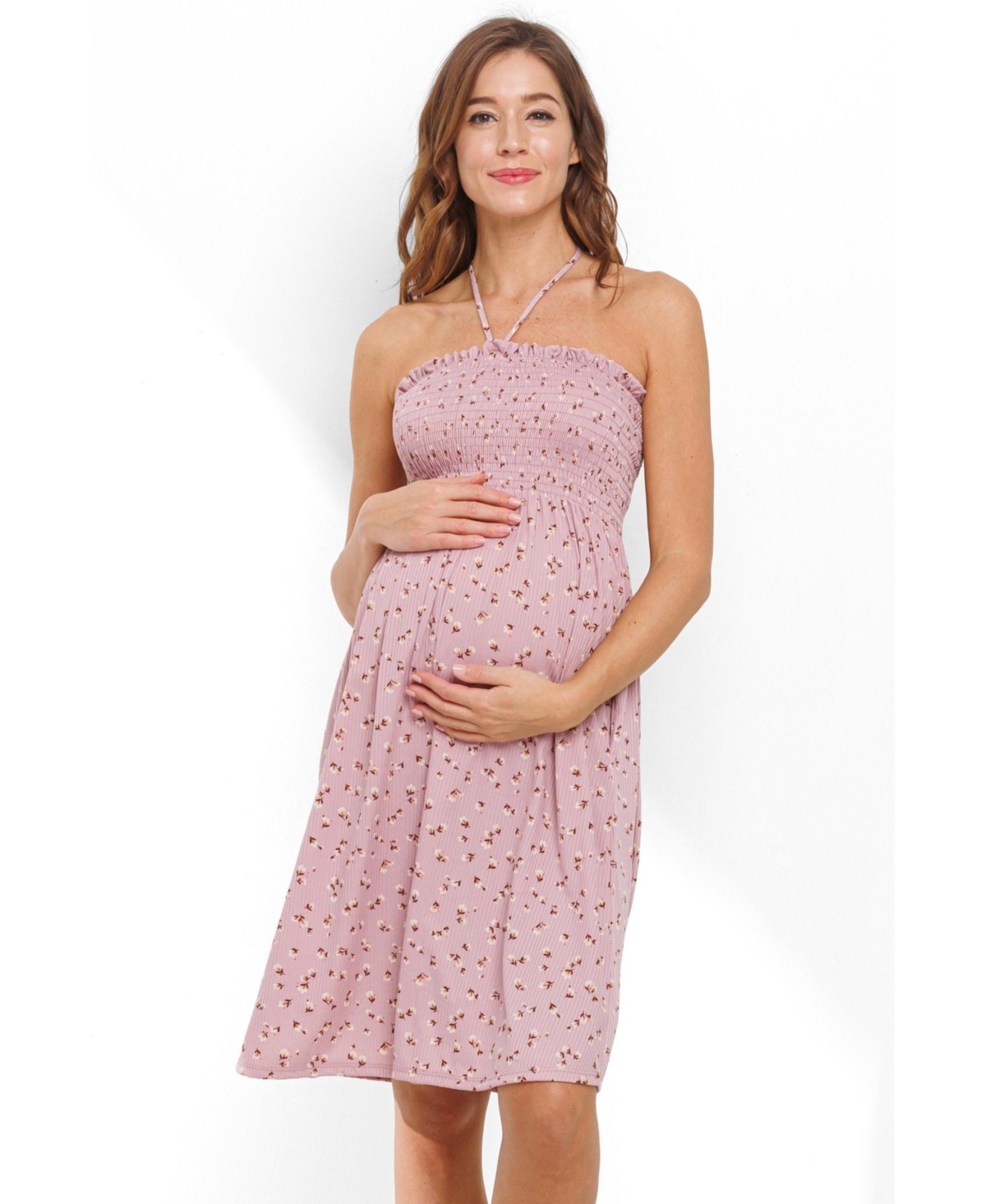 Click here for Hello Miz Maternity Floral Smocked Halter Dress wi... prices