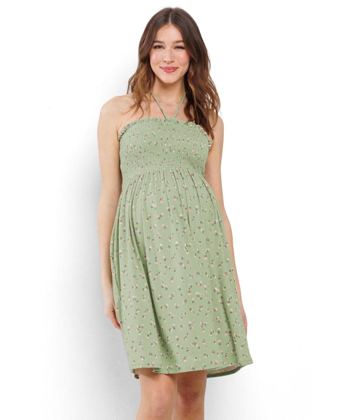 Click here for Hello Miz Maternity Floral Smocked Halter Dress wi... prices