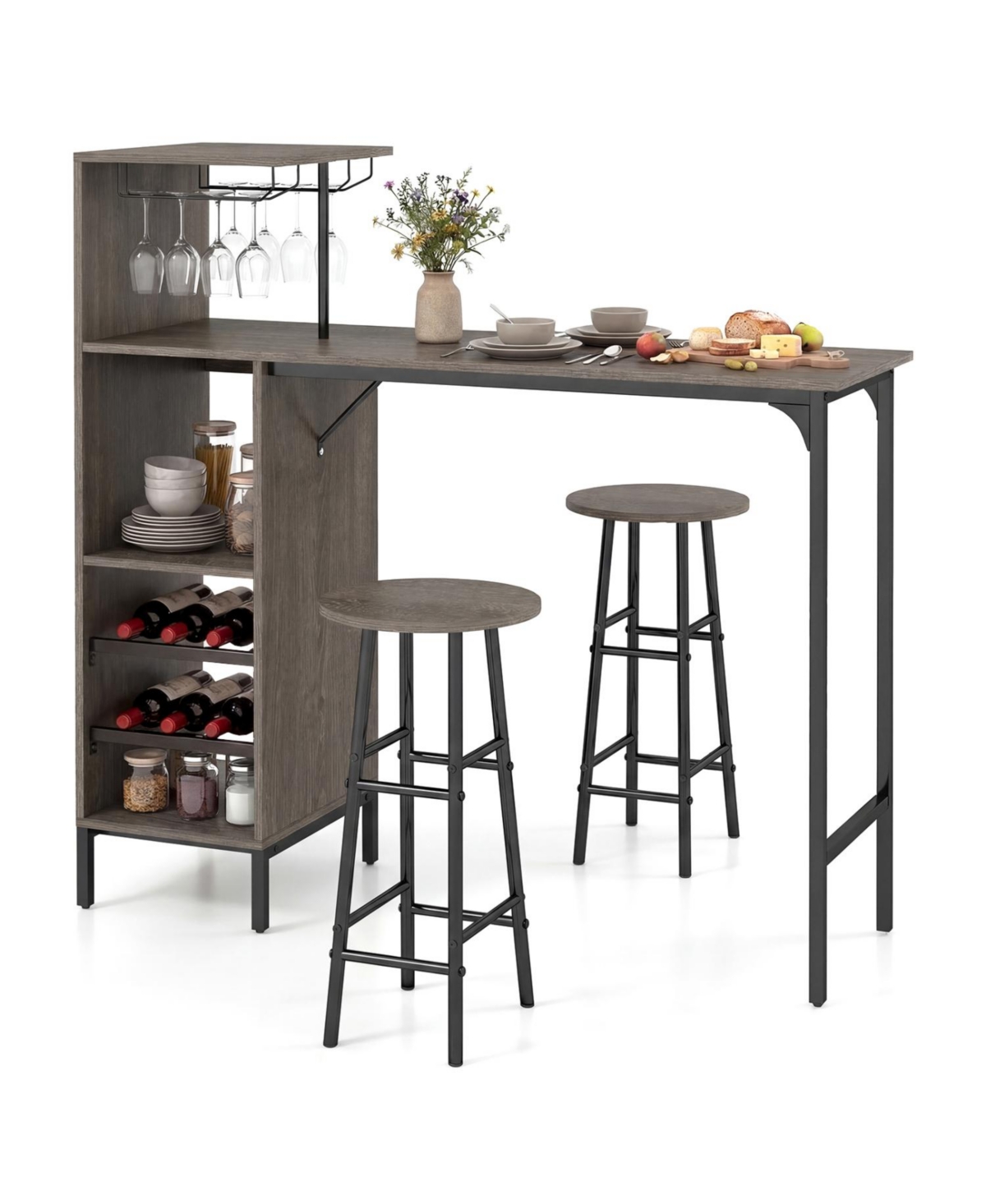 Click here for Slickblue 3 Piece Kitchen Bar Table Set with Chair... prices