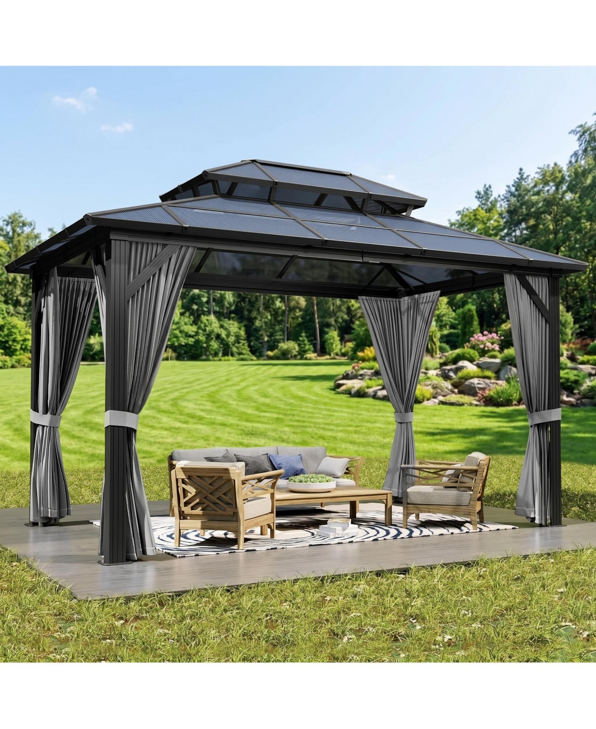 Click here for homfan Hardtop Pc Gazebo Patio with Double Roof an... prices