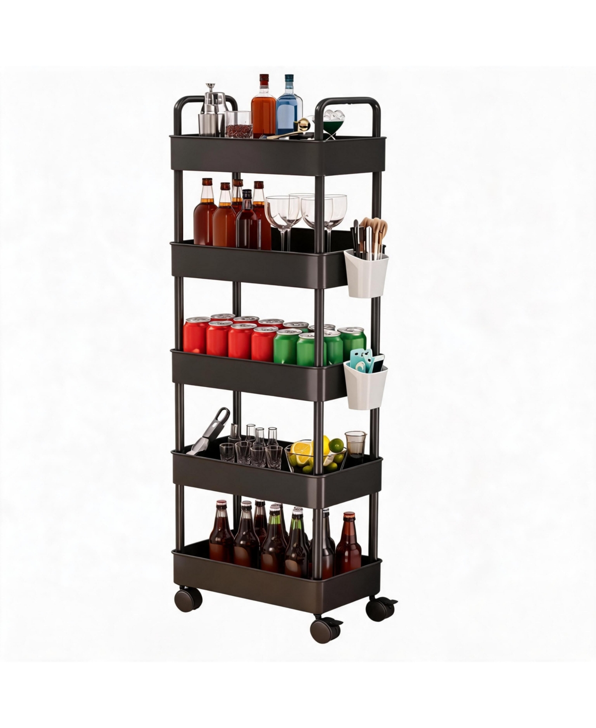 Click here for homfan 5 Tier Bar Cart  16 Inch Slim Rolling Utili... prices