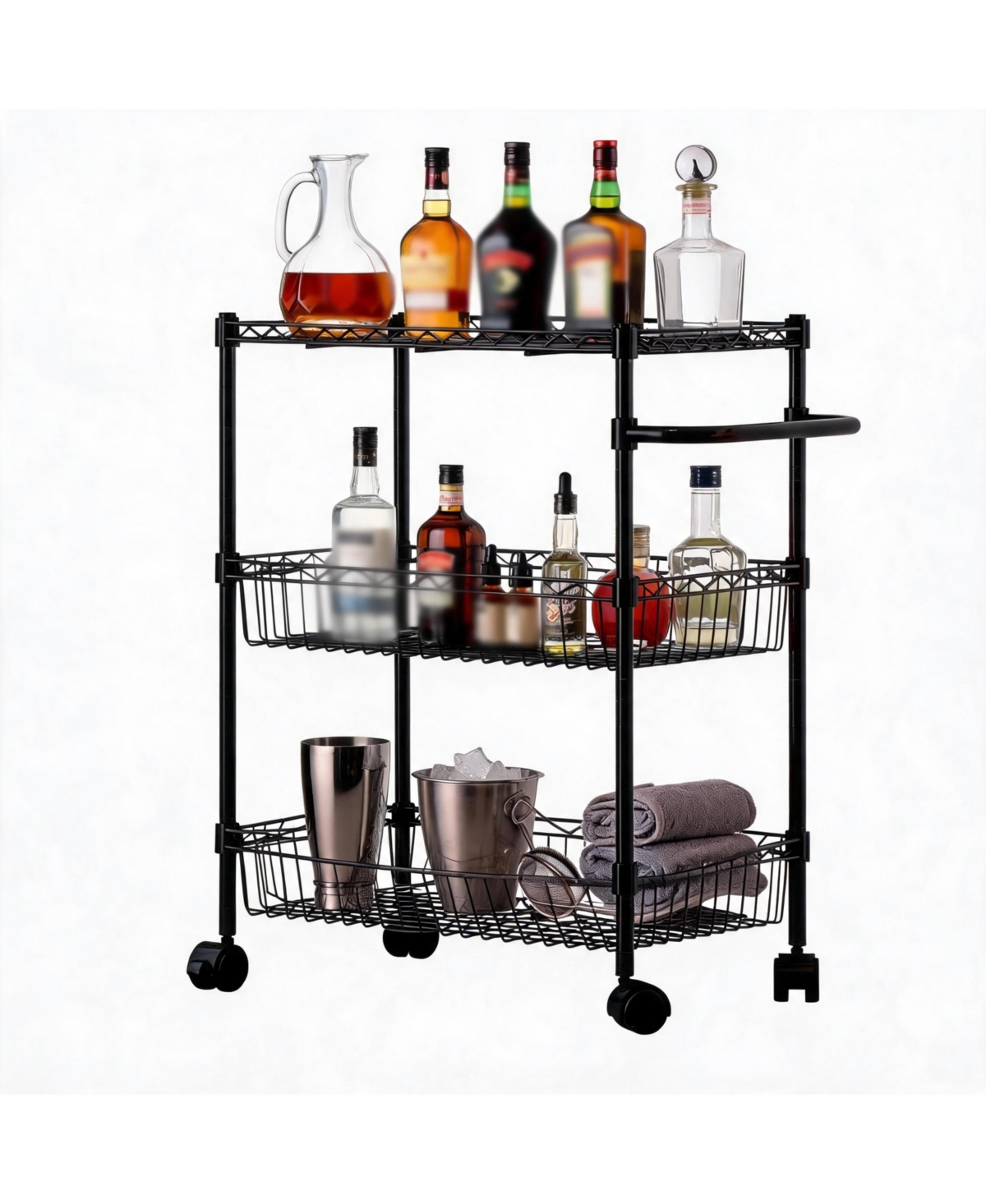 Click here for homfan 3 Tier Bar Cart  28 Inch Heavy Duty Metal S... prices