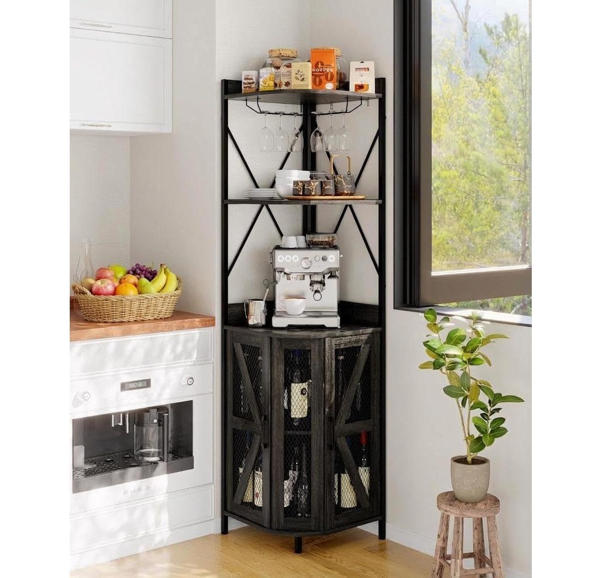 Click here for homfan Foldable Corner Wine Rack  4-Tier Mdf and M... prices
